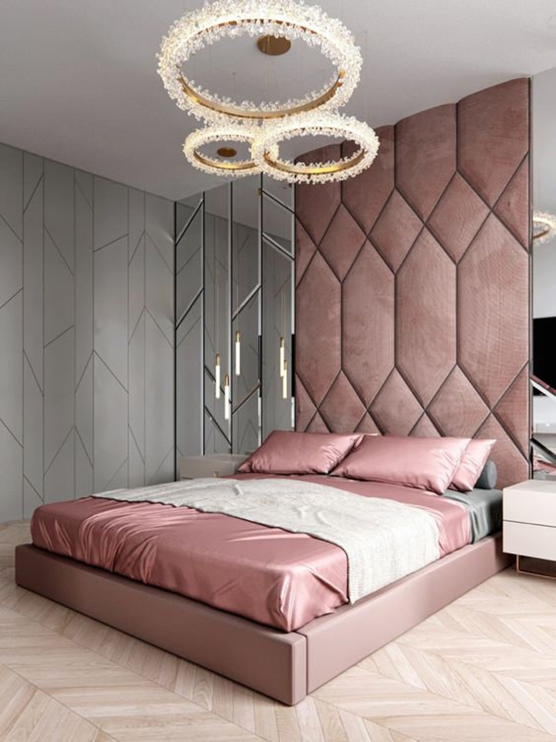 Unique Form Upholstered Wall Panels Velvet Soft Fabric Wall Panels ...