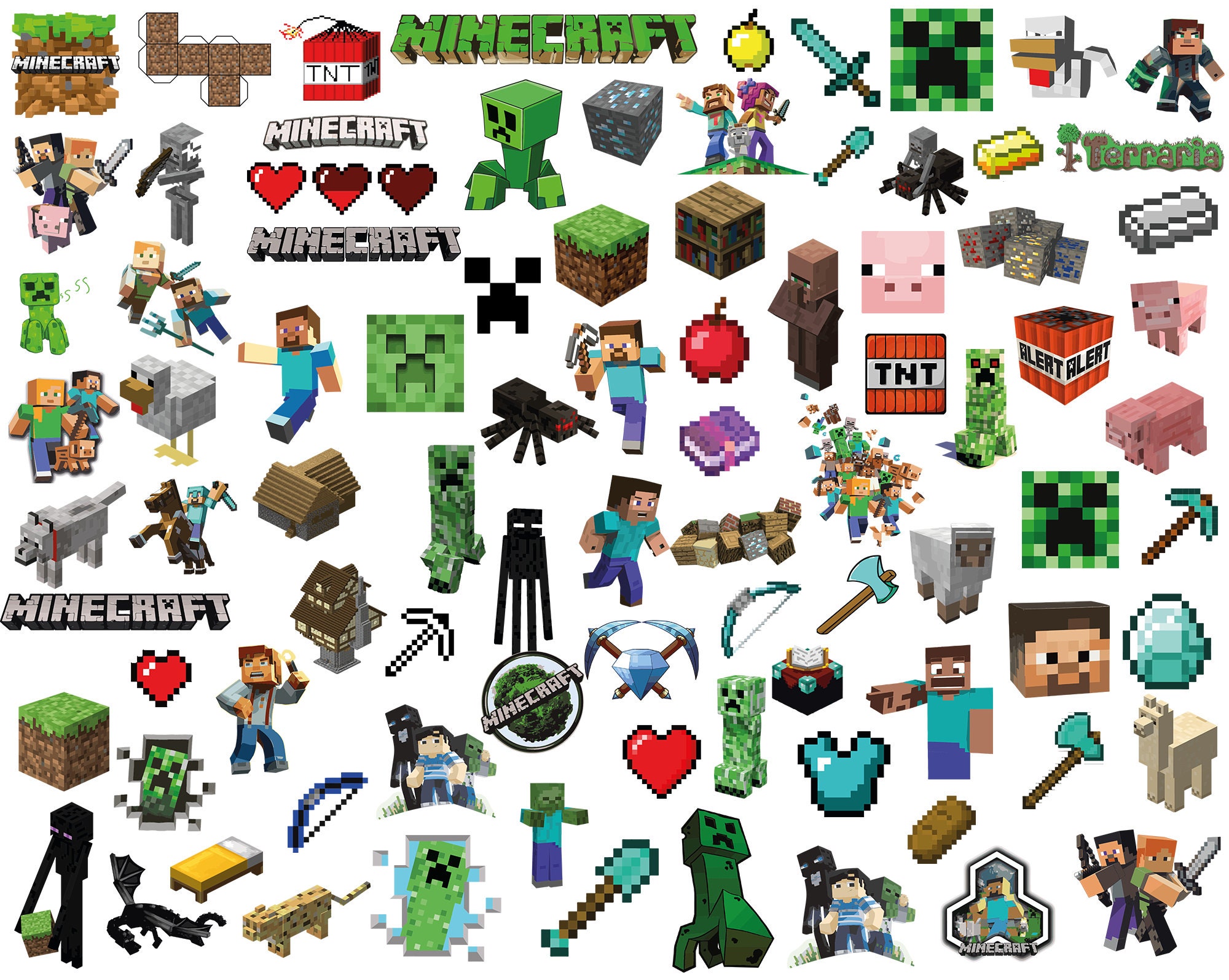 Minecraft Bundle Game Chracters, Svg Png Sticker Print Pdf, Stickers ...