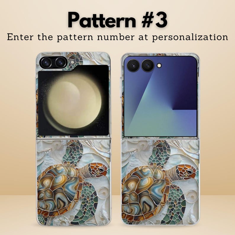 Cute Sea Turtle Stained Glass Galaxy Flip Phone Case for Samsung Galaxy ...