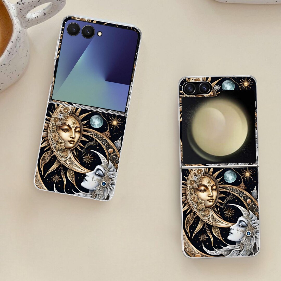 Cute Celestial Sun Moon Art Galaxy Flip Phone Case for Samsung Galaxy Z ...