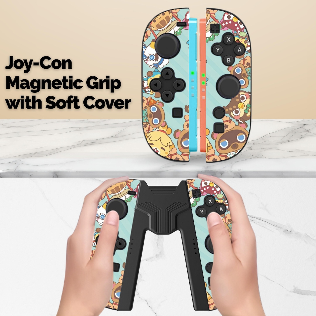Cute Joy-con Magnetic Charging Grip With Animal Gaming Joycon Soft Case ...