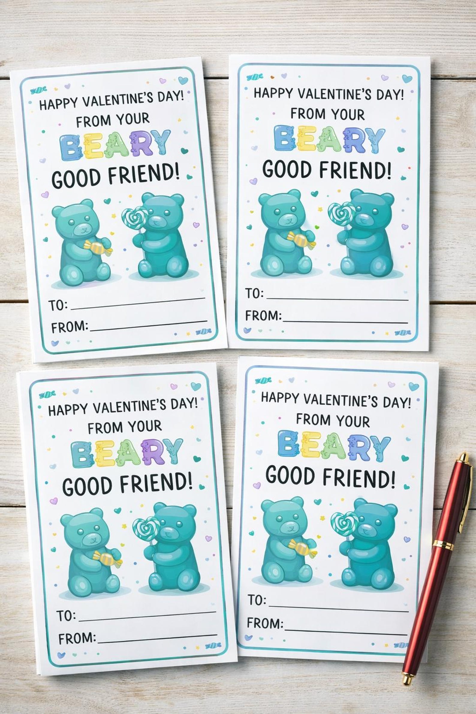 Beary Good Friend Valentine Cards Printable for Classroom Exchange - Etsy