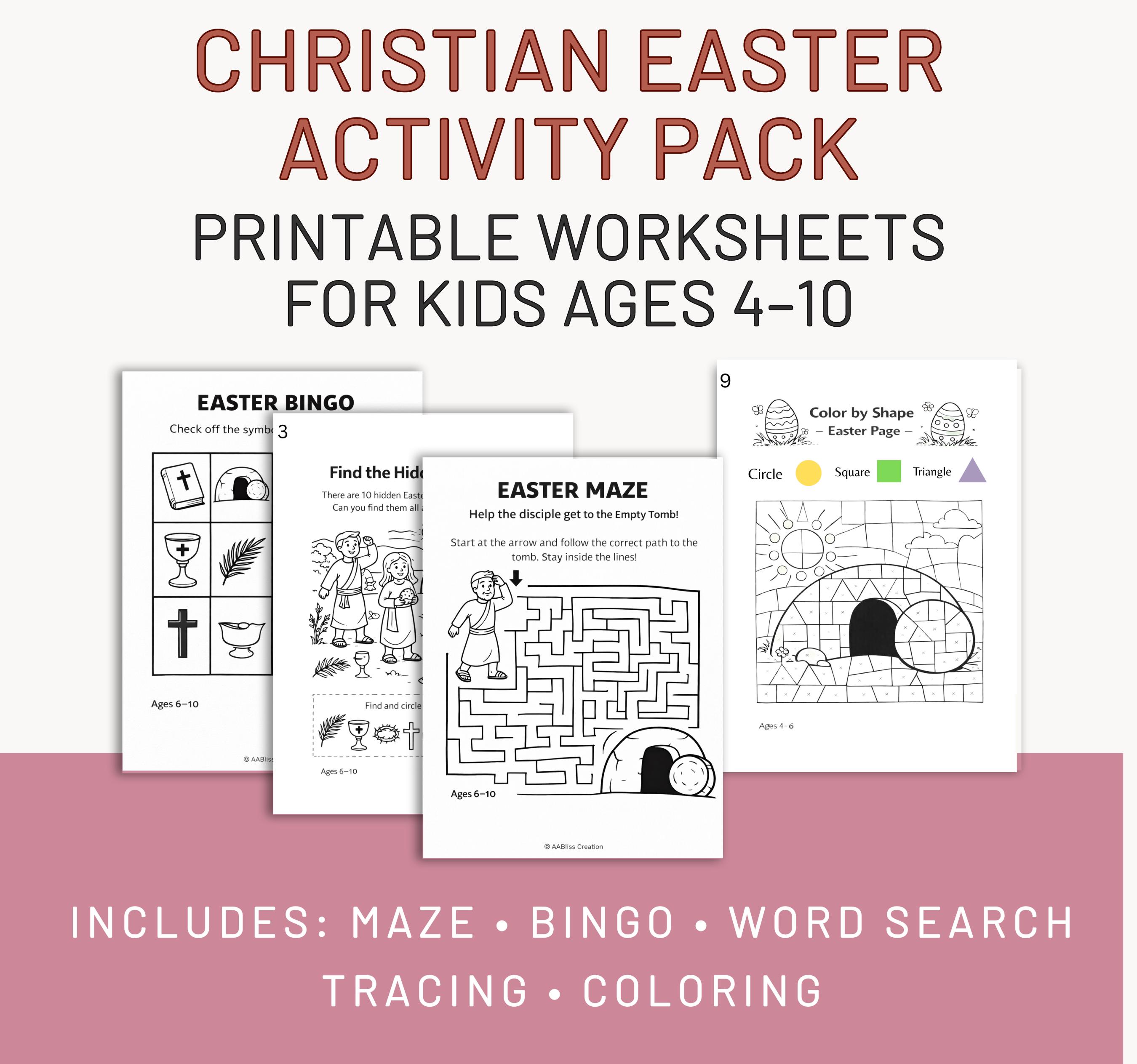 Christian Easter Activities for Kids Ages 4–10 | Printable Bible Games ...