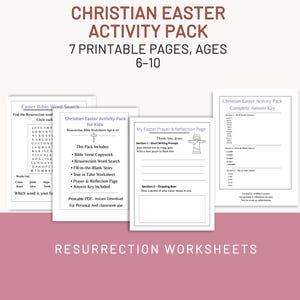 Christian Easter Activity Pack, Resurrection Bible Worksheets (PDF ...