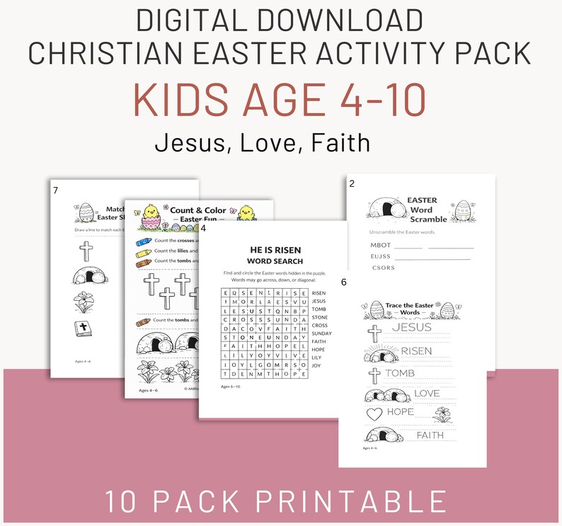 Christian Easter Activities for Kids Ages 4–10 | Printable Bible Games ...