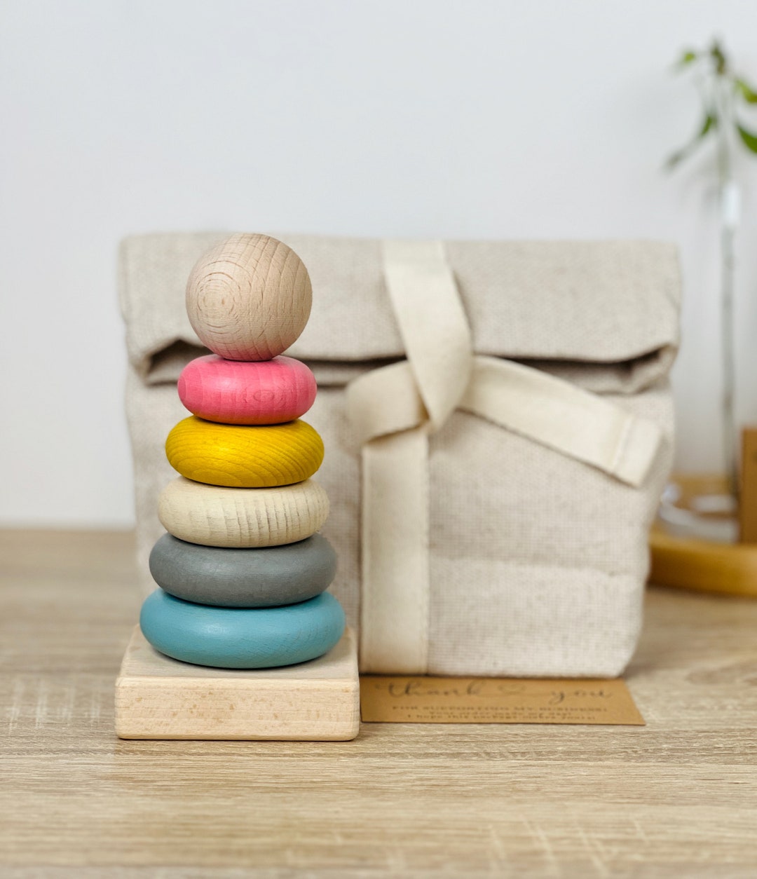 Natural Eco Wood Stacker Ring Pyramid| Montessori Waldorf Sensory ...