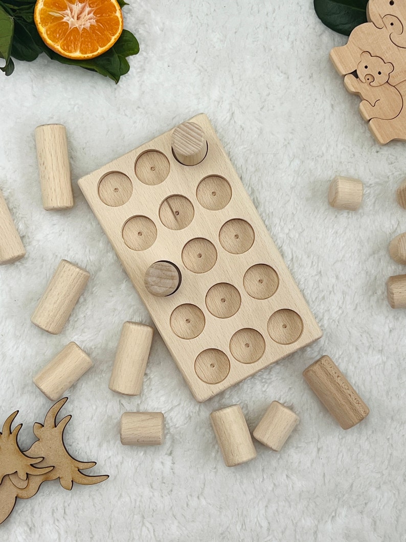 Wooden Cylinders Set of 15 for Shape Sorting, Waldorf Toy, Preschool ...