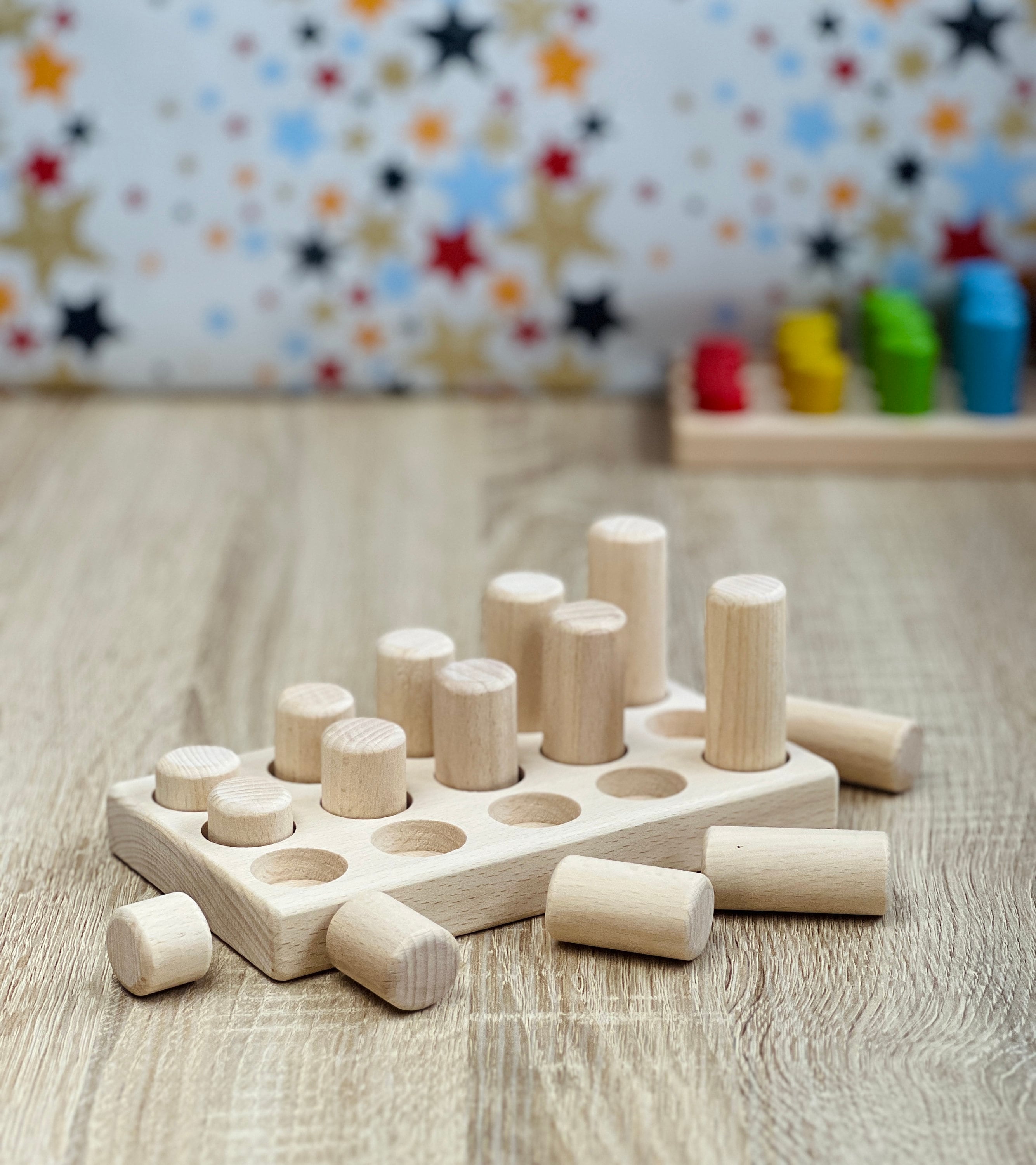 Wooden Cylinders Set of 15 for Shape Sorting, Waldorf Toy, Preschool ...
