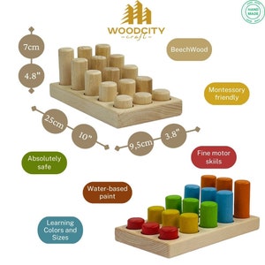 Wooden Cylinders Set of 15 for Shape Sorting, Waldorf Toy, Preschool ...