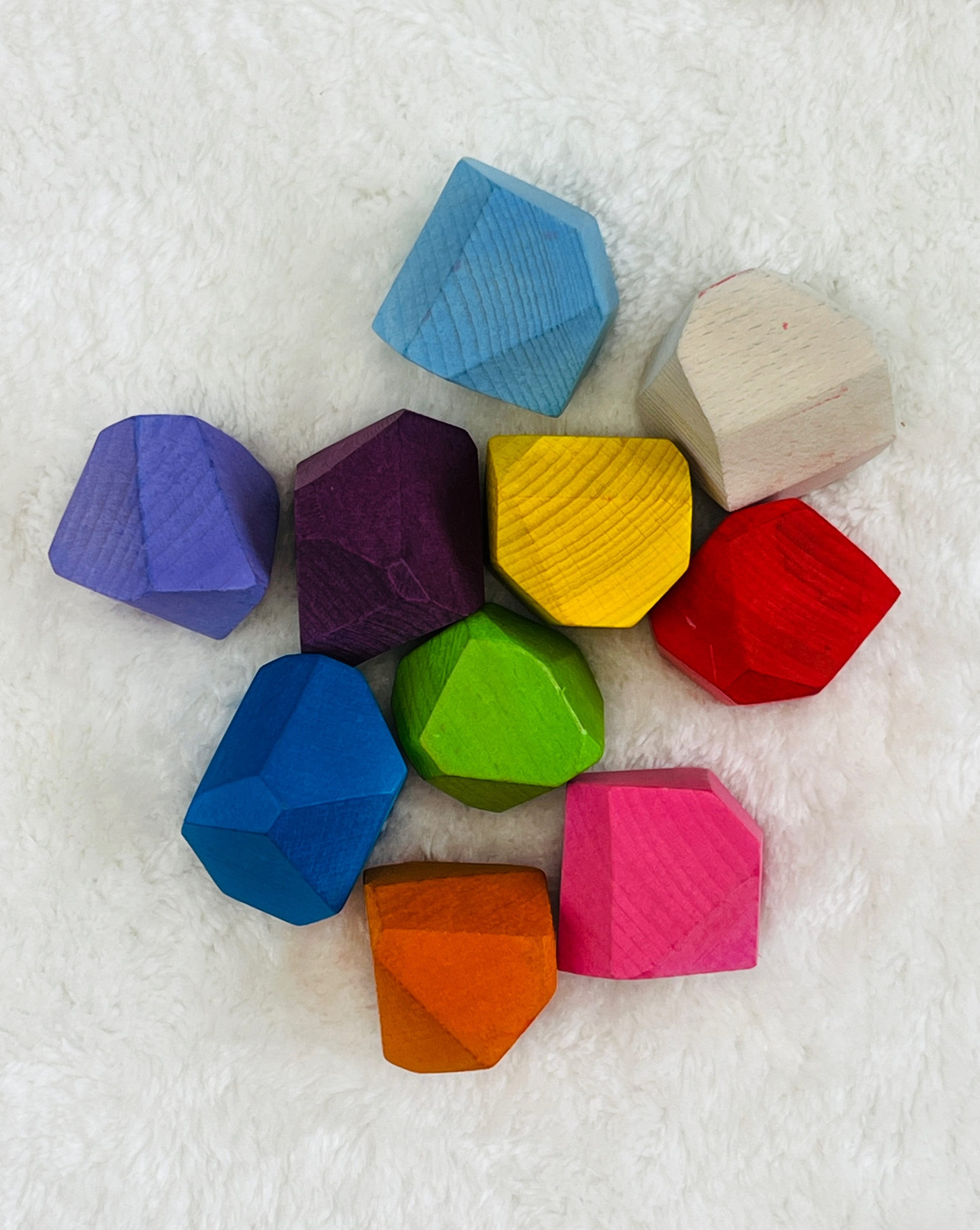 Wooden Jumbo Stacking Balancing Natural Rainbow Stones Montessori ...