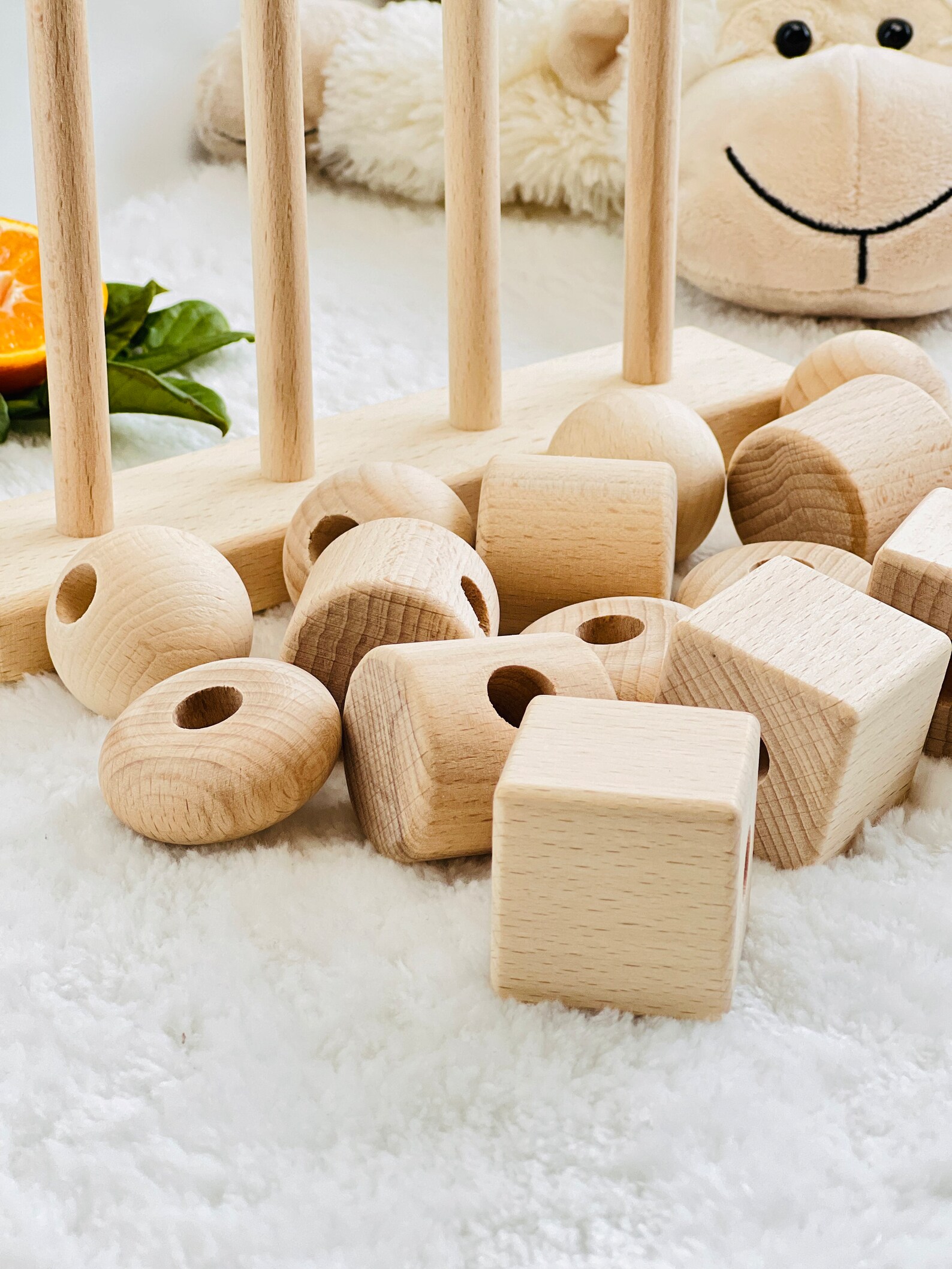 Handcrafted Wooden Colored Sort and Stack Toy: Montessori Stacking ...