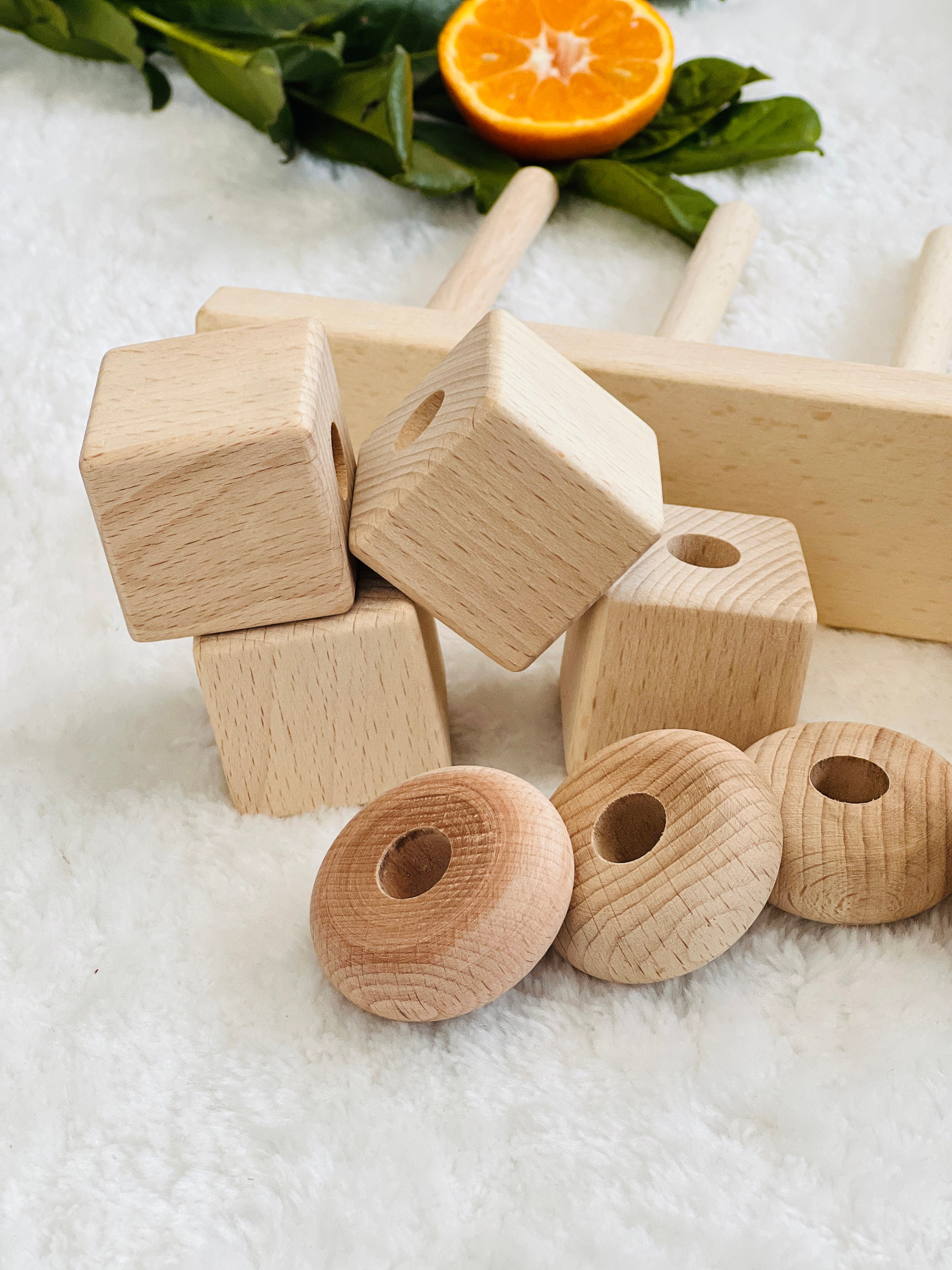 Handcrafted Wooden Colored Sort and Stack Toy: Montessori Stacking ...