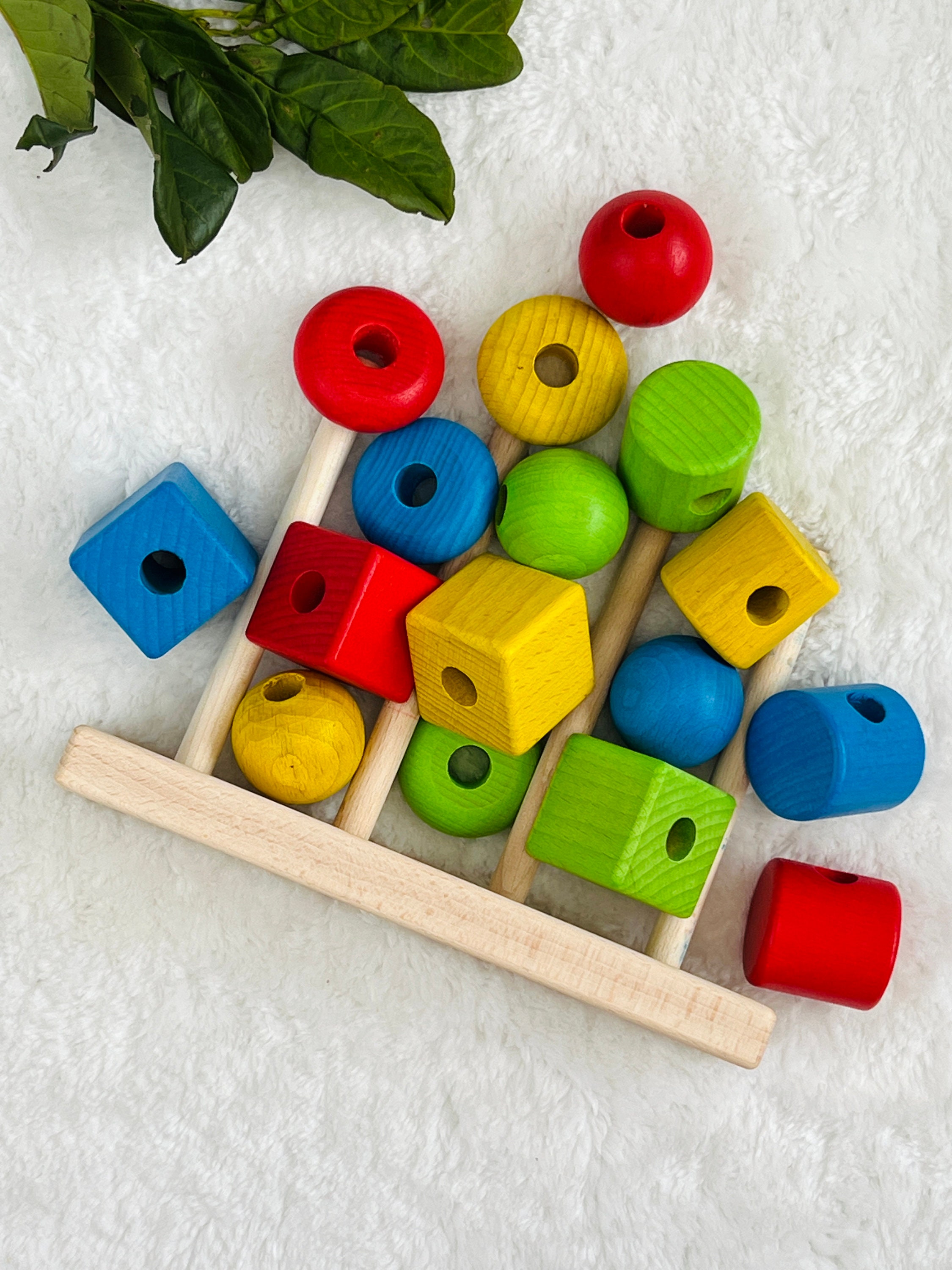 Handcrafted Wooden Colored Sort and Stack Toy: Montessori Stacking ...