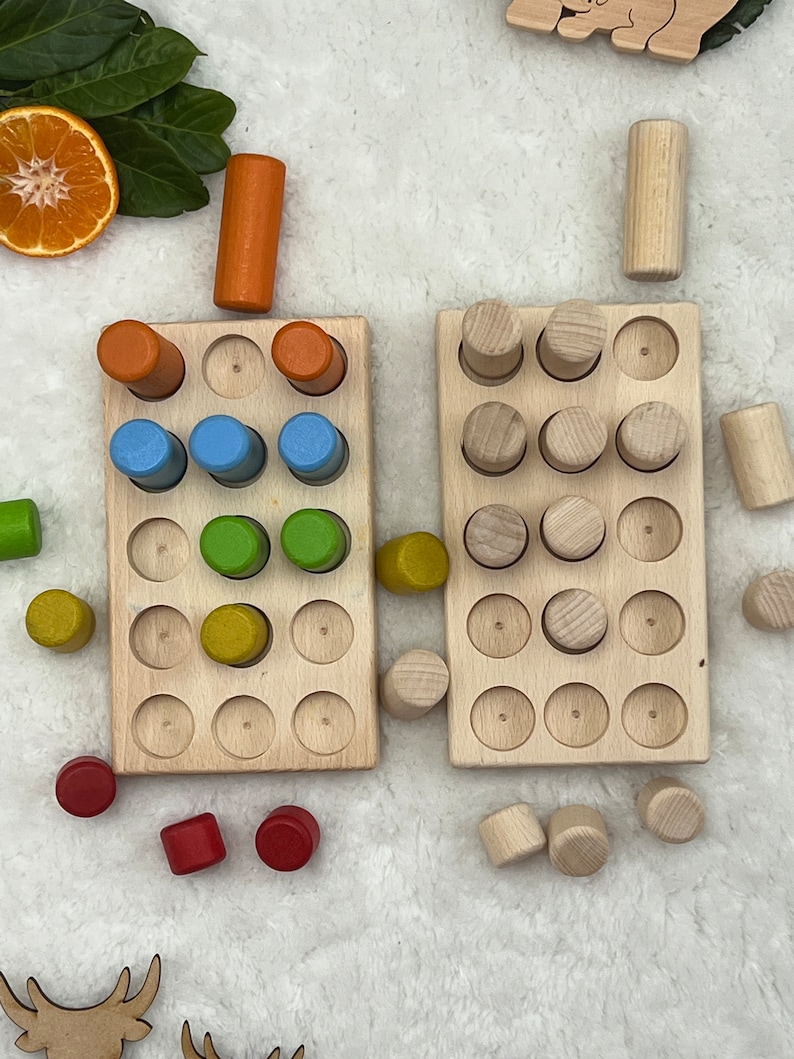 Wooden Cylinders Set of 15 for Shape Sorting, Waldorf Toy, Preschool ...