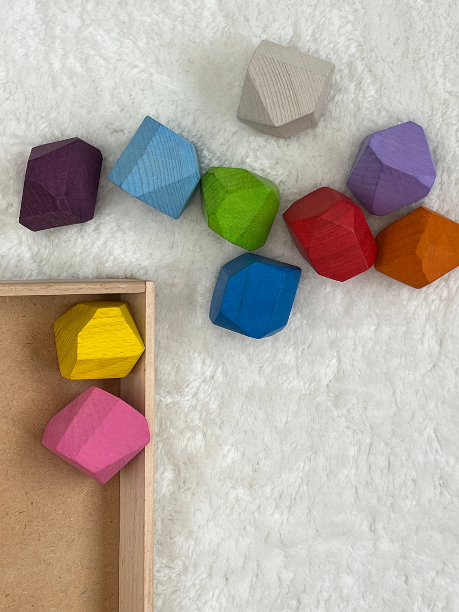 Wooden Jumbo Stacking Balancing Natural Rainbow Stones Montessori ...