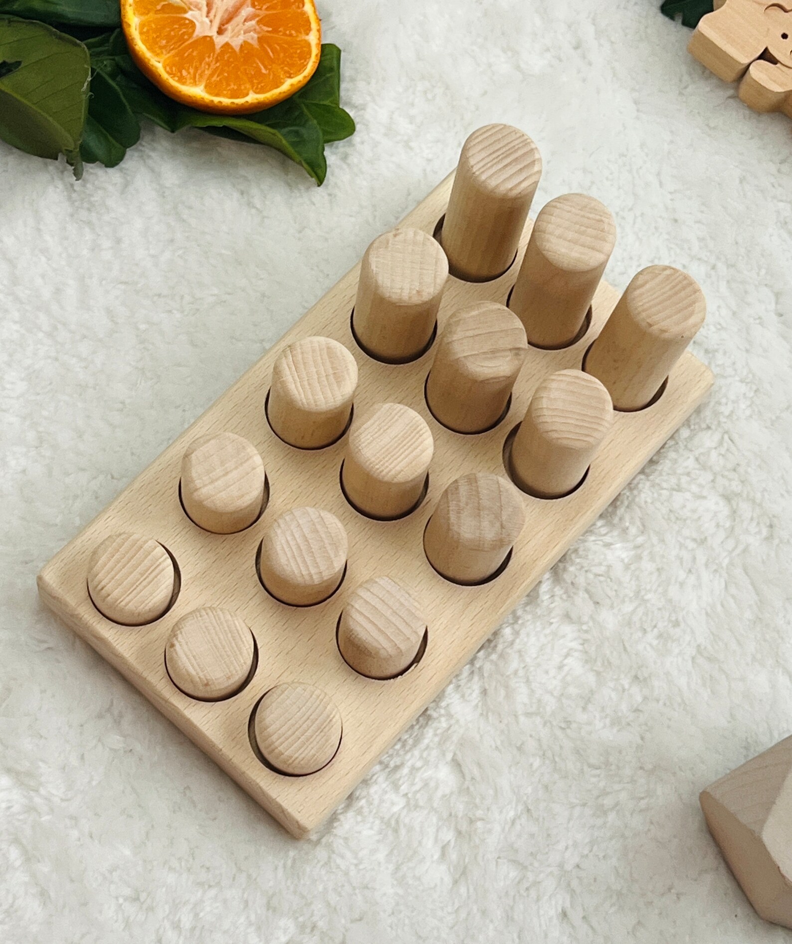 Wooden Cylinders Set of 15 for Shape Sorting, Waldorf Toy, Preschool ...