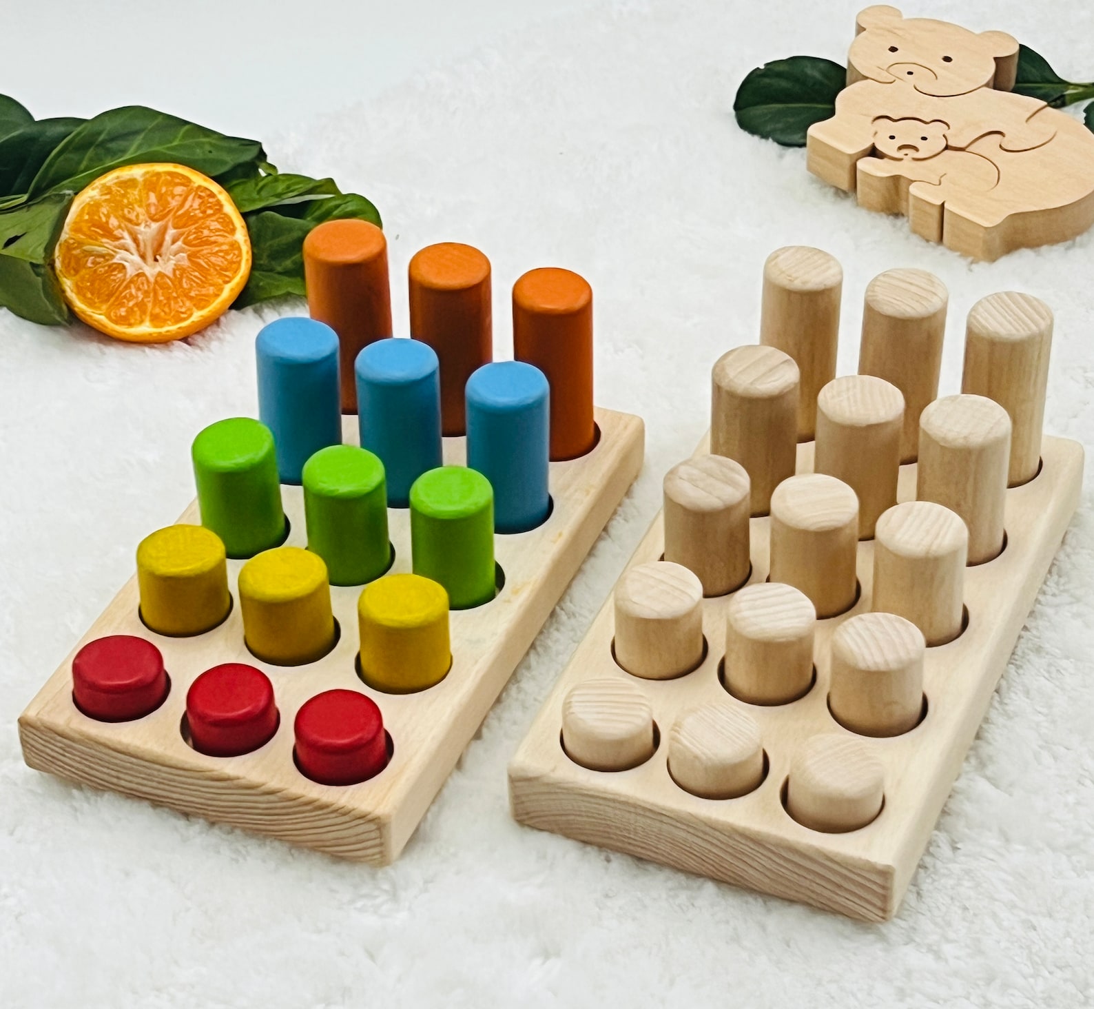 Wooden Cylinders Set of 15 for Shape Sorting, Waldorf Toy, Preschool ...