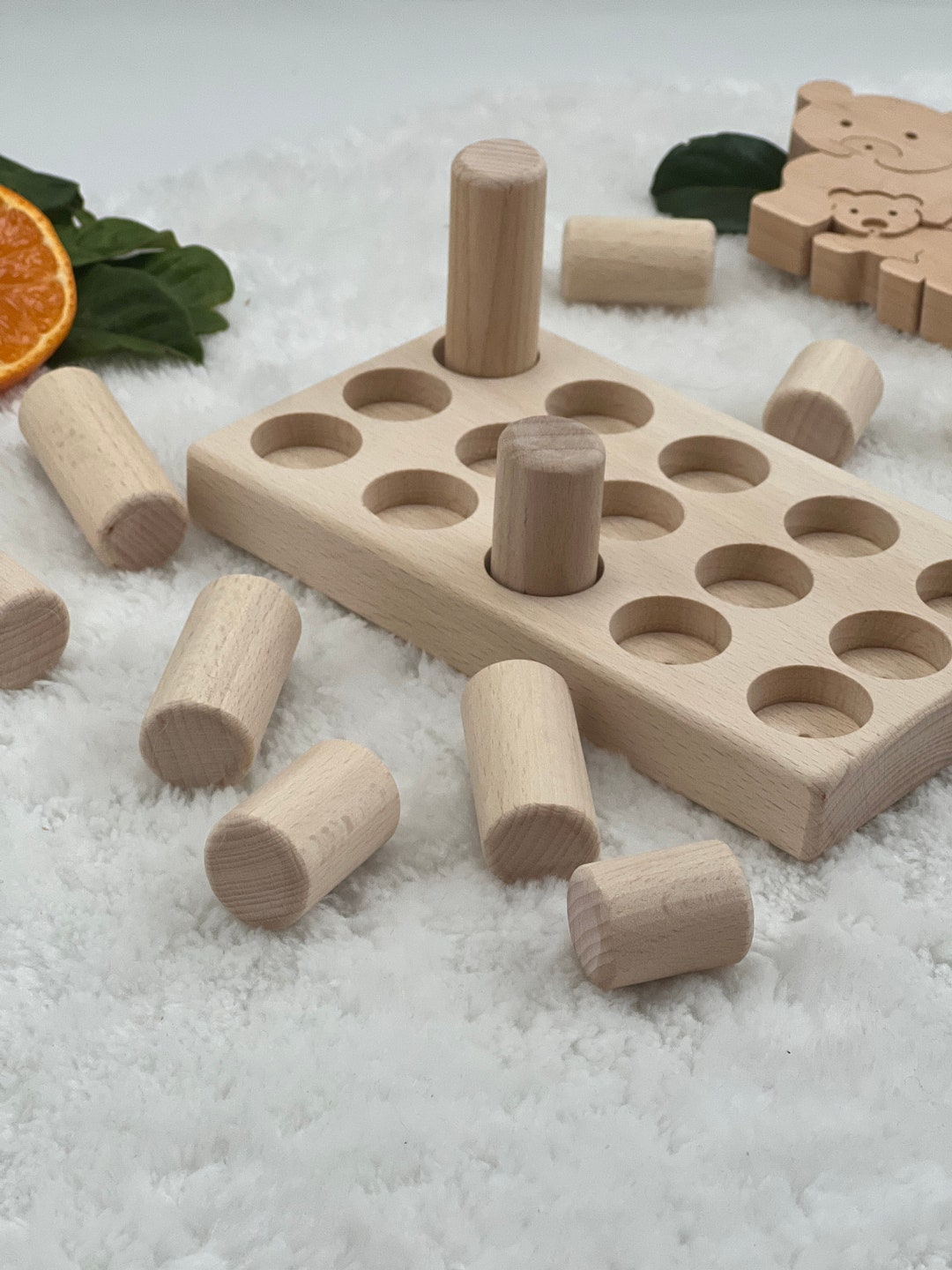 Wooden Cylinders Set of 15 for Shape Sorting, Waldorf Toy, Preschool ...
