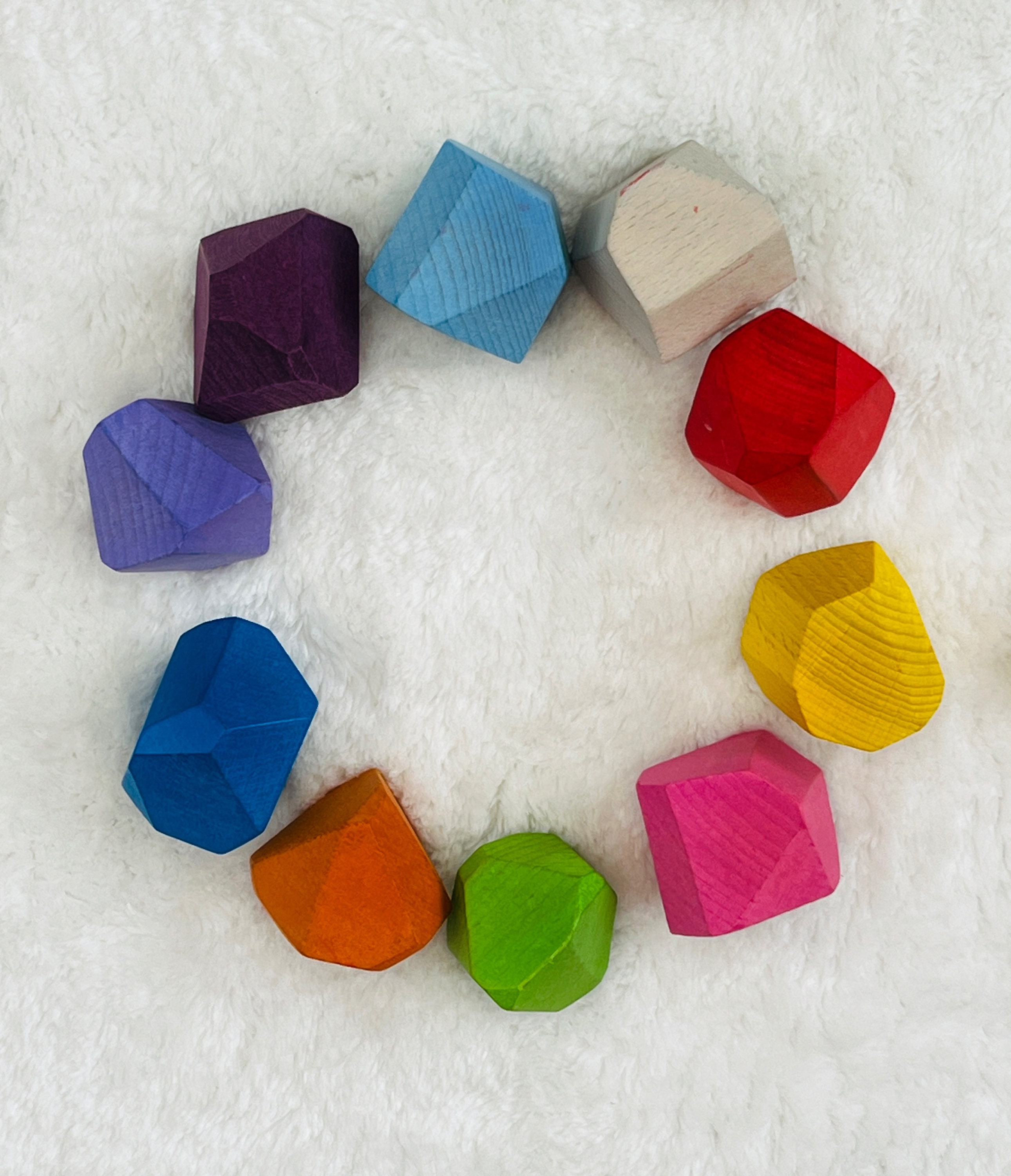 Wooden Jumbo Stacking Balancing Natural Rainbow Stones Montessori ...