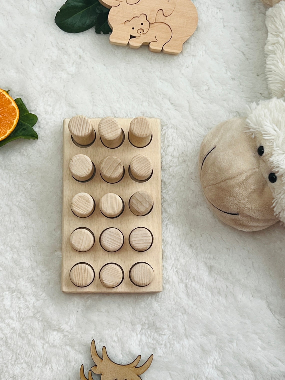 Wooden Cylinders Set of 15 for Shape Sorting, Waldorf Toy, Preschool ...