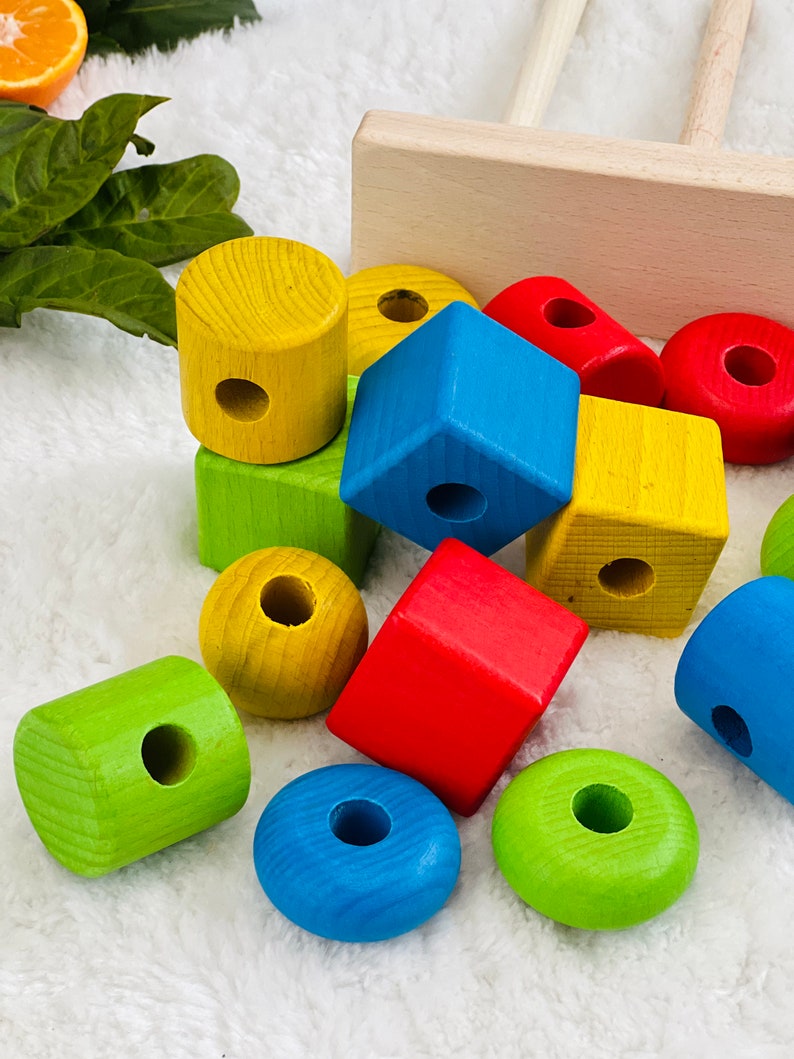 Handcrafted Wooden Colored Sort and Stack Toy: Montessori Stacking ...