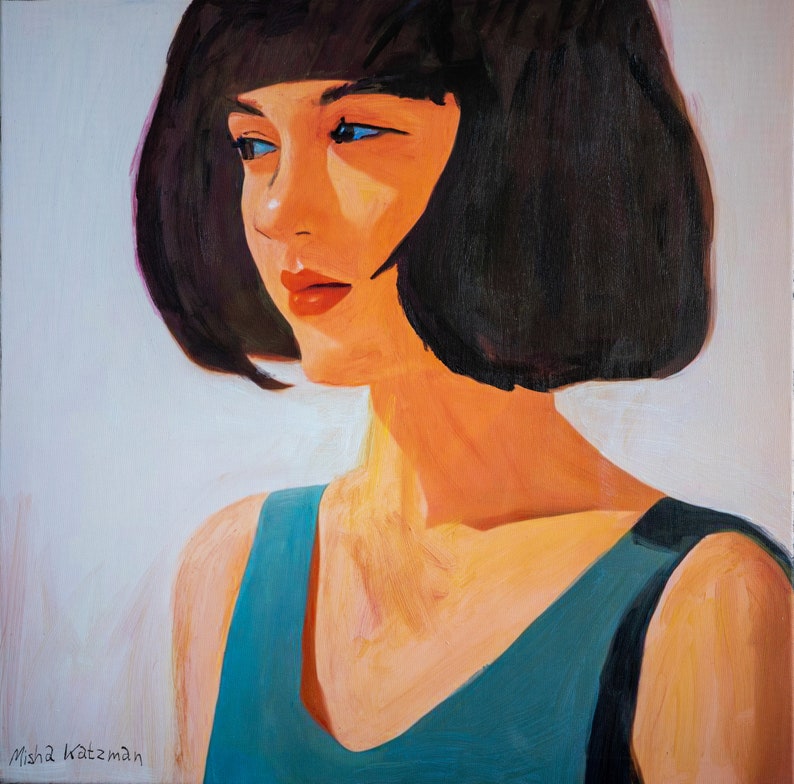 Misha Katzman "laura" Portrait Pop Art Original Painting Acrylic ...