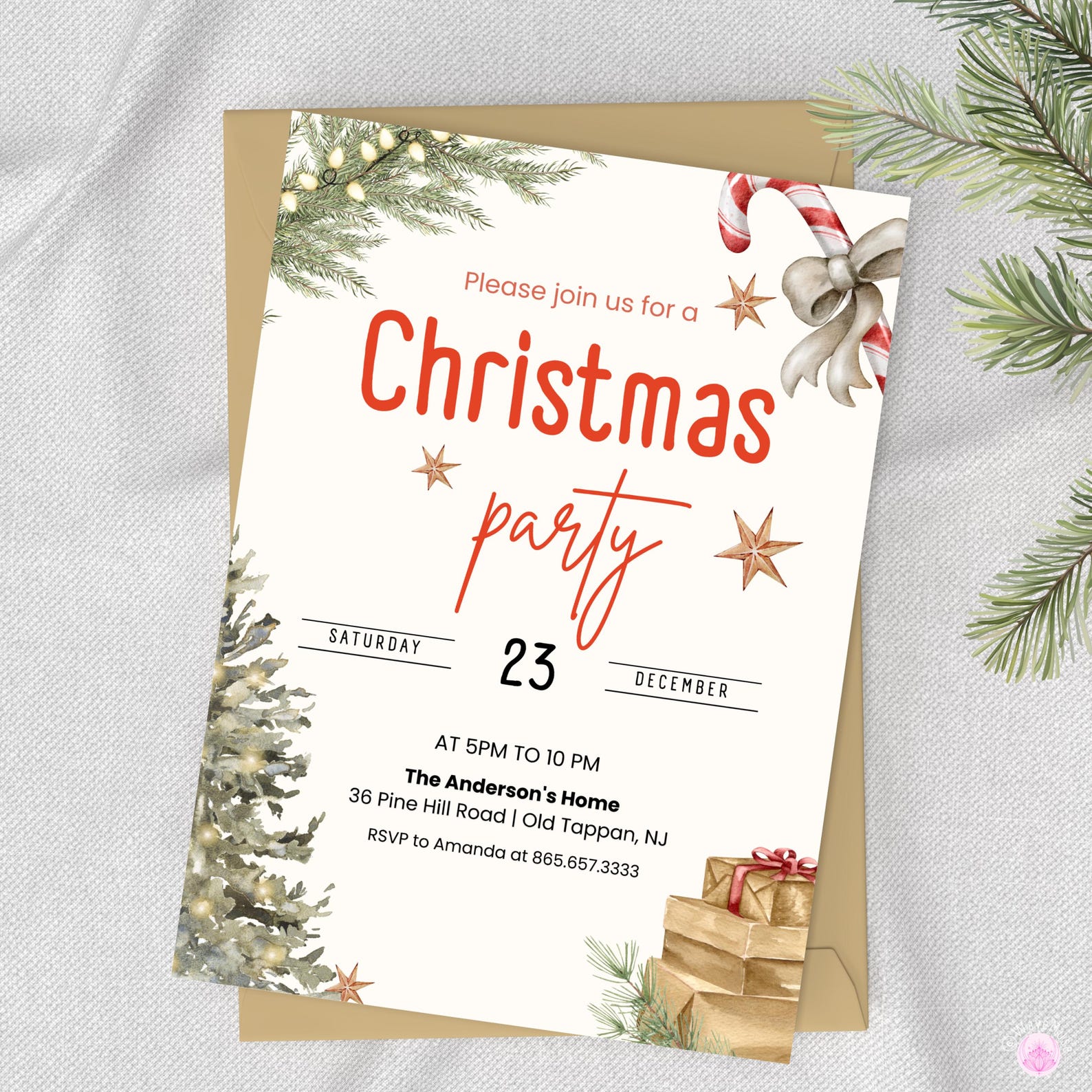 Editable Christmas Party Invitation Printable 5"x7" Holiday Card Custom ...
