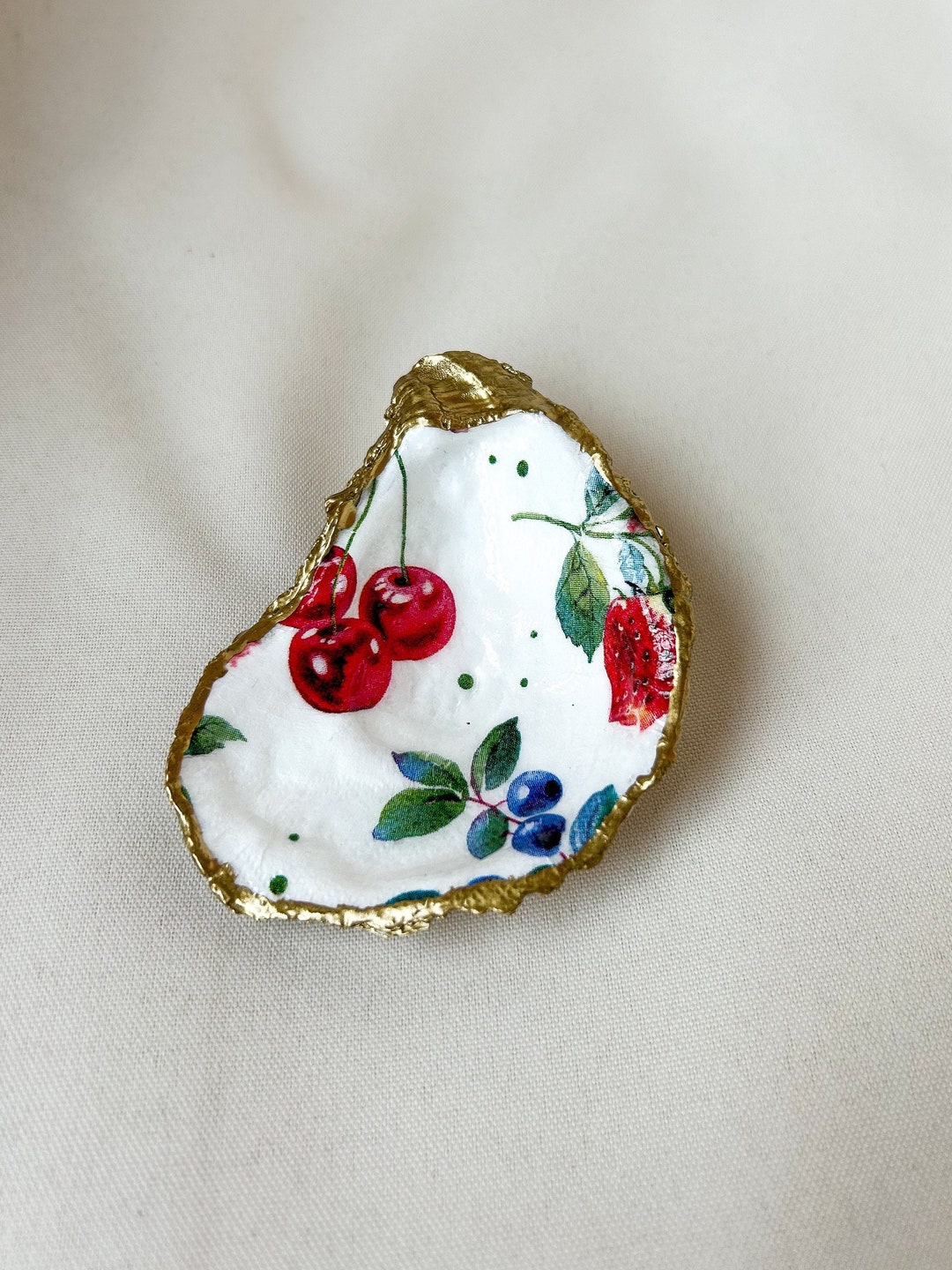 Ring Dish Fruit Berry Oyster Shell Trinket Jewelry Holder Catchall ...