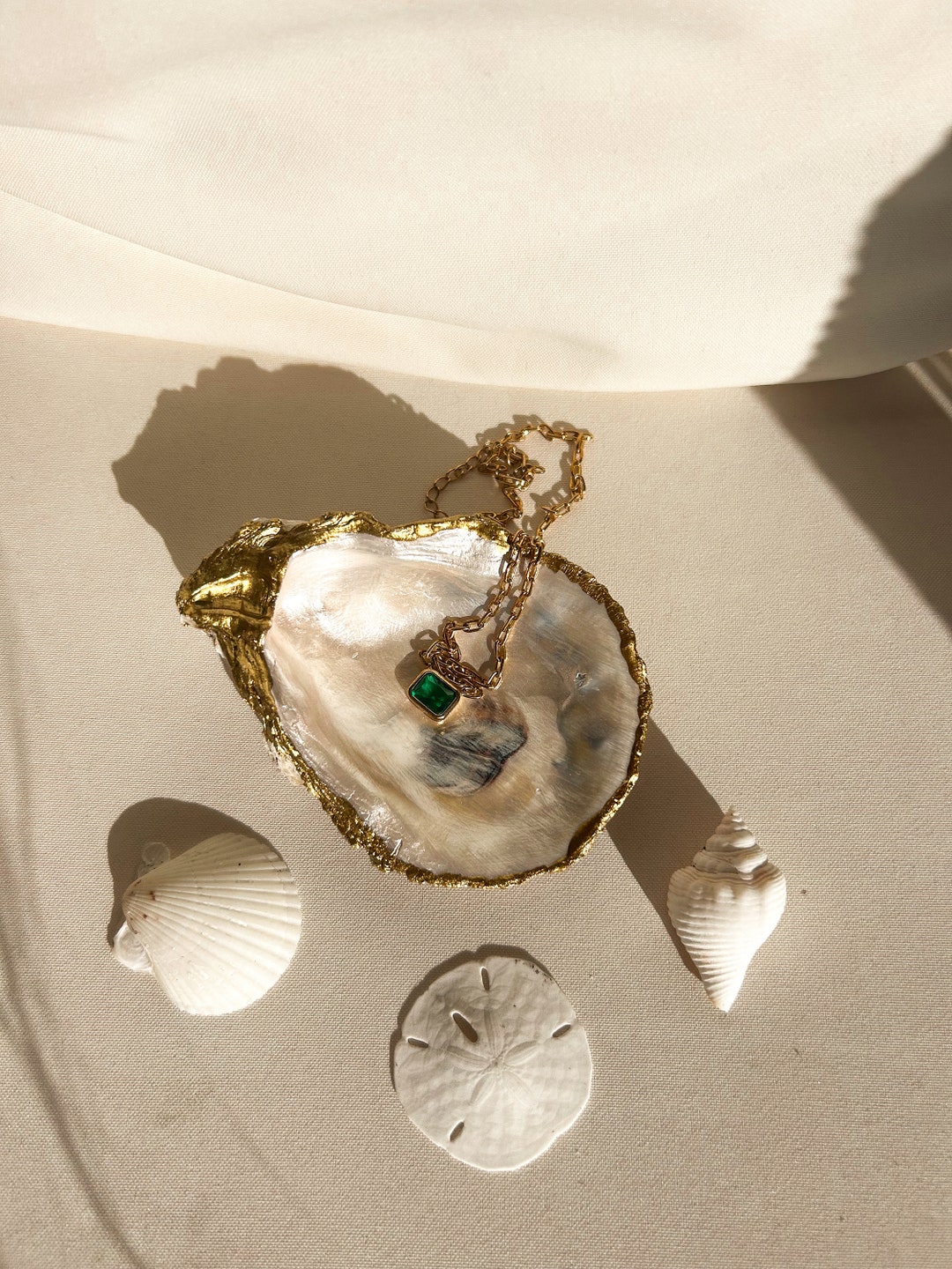 Mother of Pearl Inspired Gold Oyster Shell Trinket Jewelry Dish Holder ...