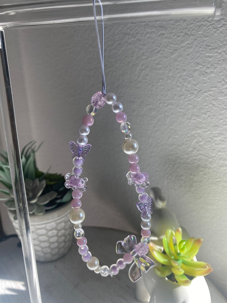 Purple Cell Phone Charm/ Large Bow Tie/long Strap/backpack Charm/key ...