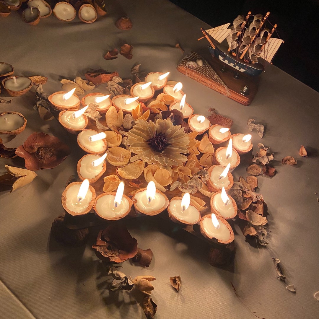 Candle Walnut Shell 21 Tealight Home Decor %100 Soy Wax - Etsy