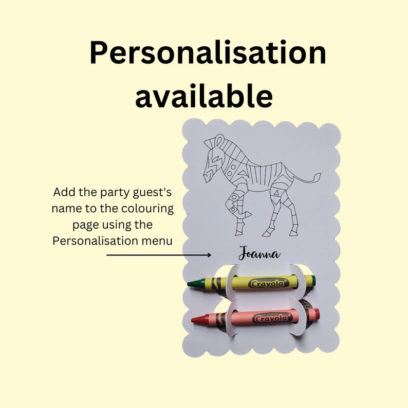 Set of 5 Personalised Stylised Animal Colouring Pages With Crayons ...