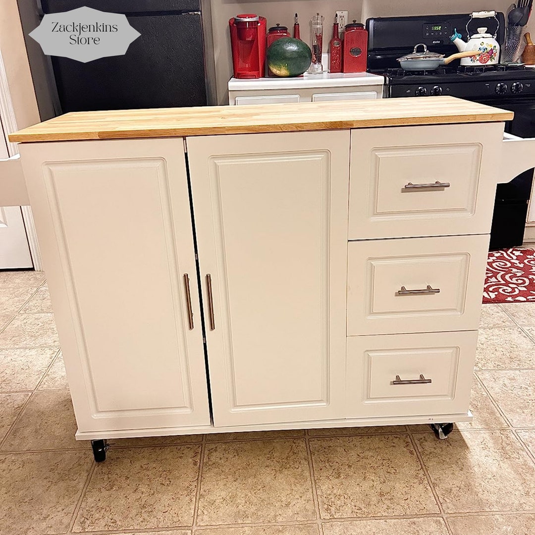Large Rolling Kitchen Island Cart With Drop Leaf, Rolling Kitchen ...
