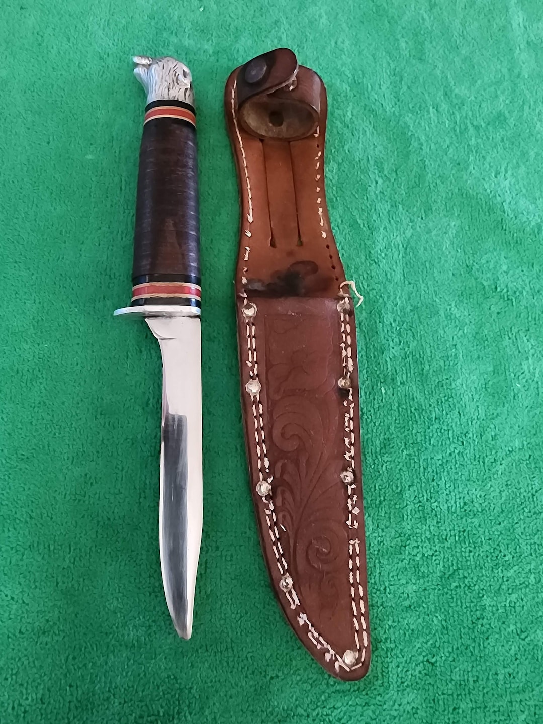 Schrade-walden Model Bear 141 Vintage Hunting Knife With Leather Handle ...