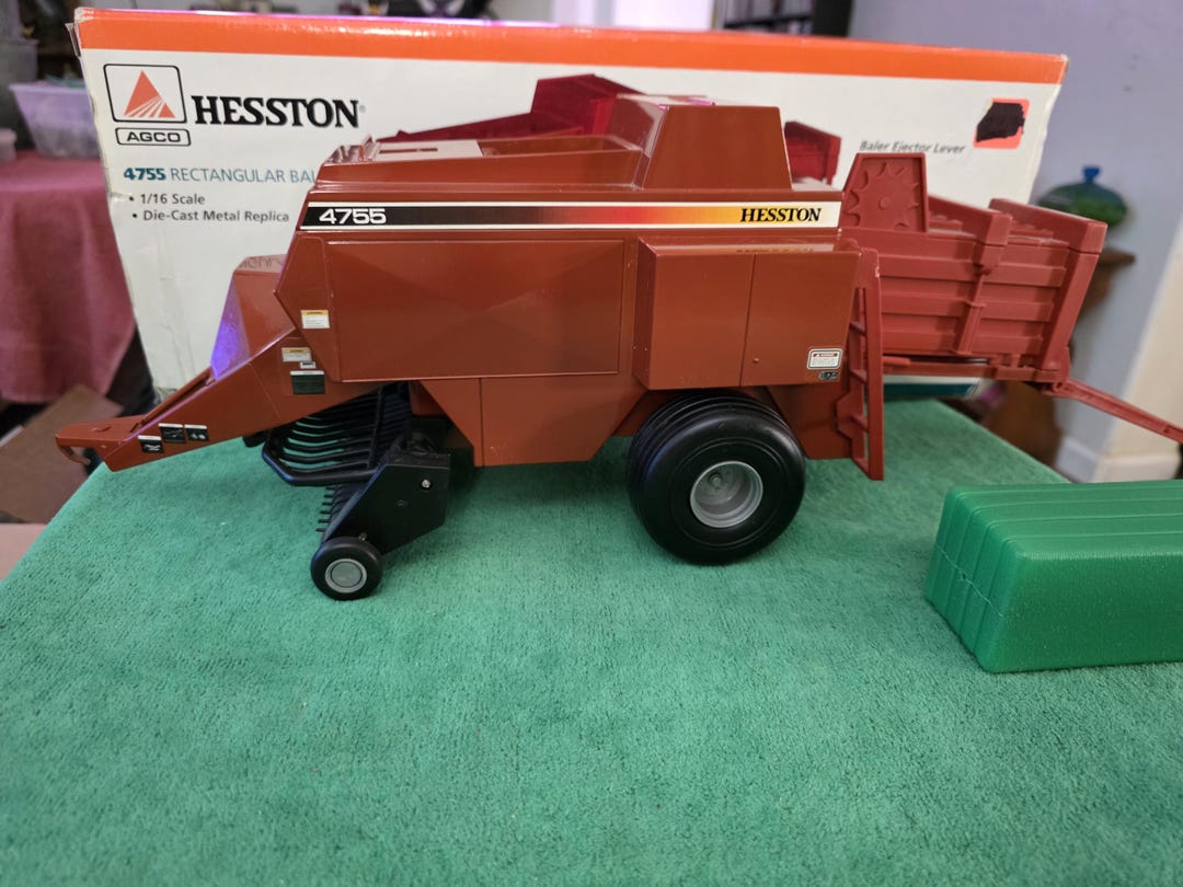 Ertl AGCO Hesson 4755 Rectangular Baler Metal Diecast Toy. the Ertl ...