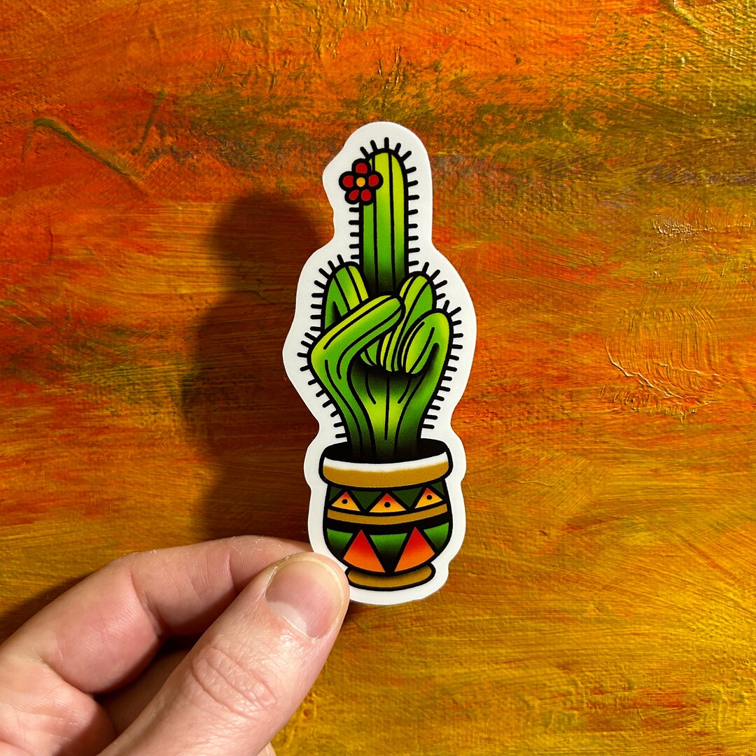 Middle Finger Cactus Laptop Sticker | Funny Sticker | Waterproof Vinyl ...