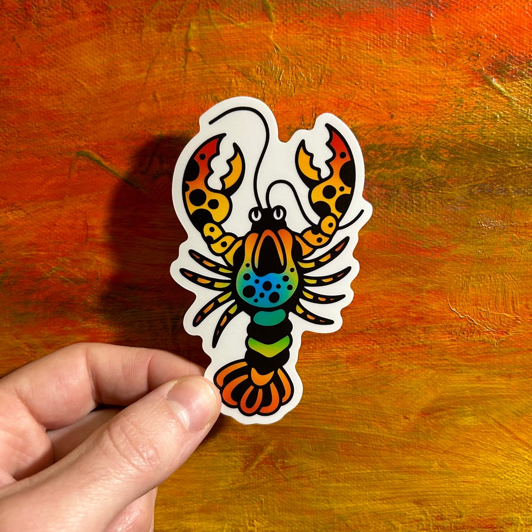 Rainbow Lobster Sticker | Weatherproof Vinyl Decal - Etsy