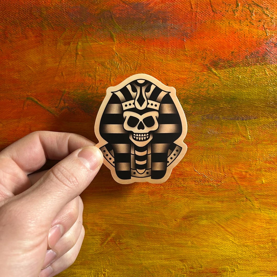 Skull Pharoah Laptop Sticker | Tattoo Sticker | Waterproof Vinyl ...