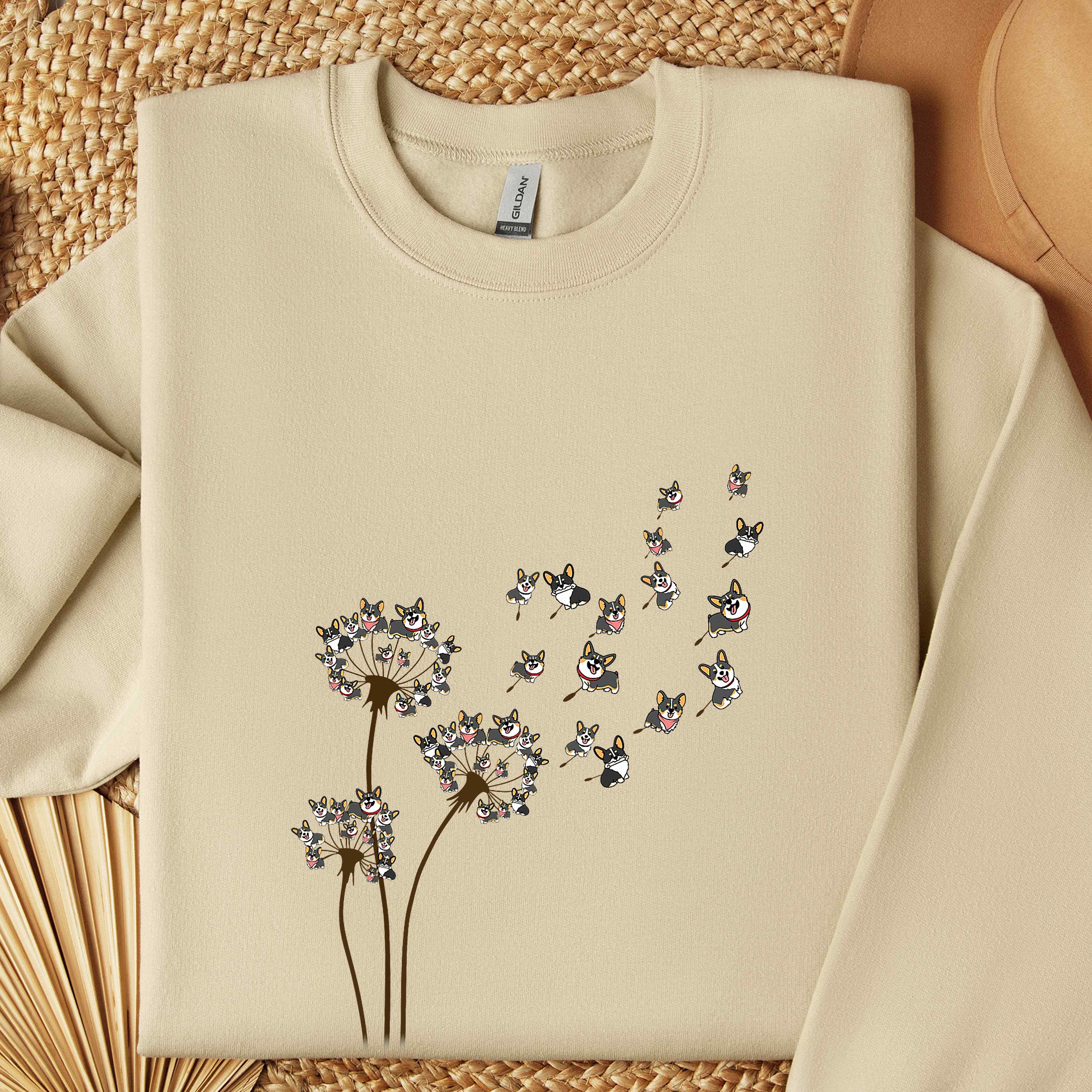 Dandelion Corgi Flower Sweater, Cute Dog Lovers Gift Sweater, Gift for ...