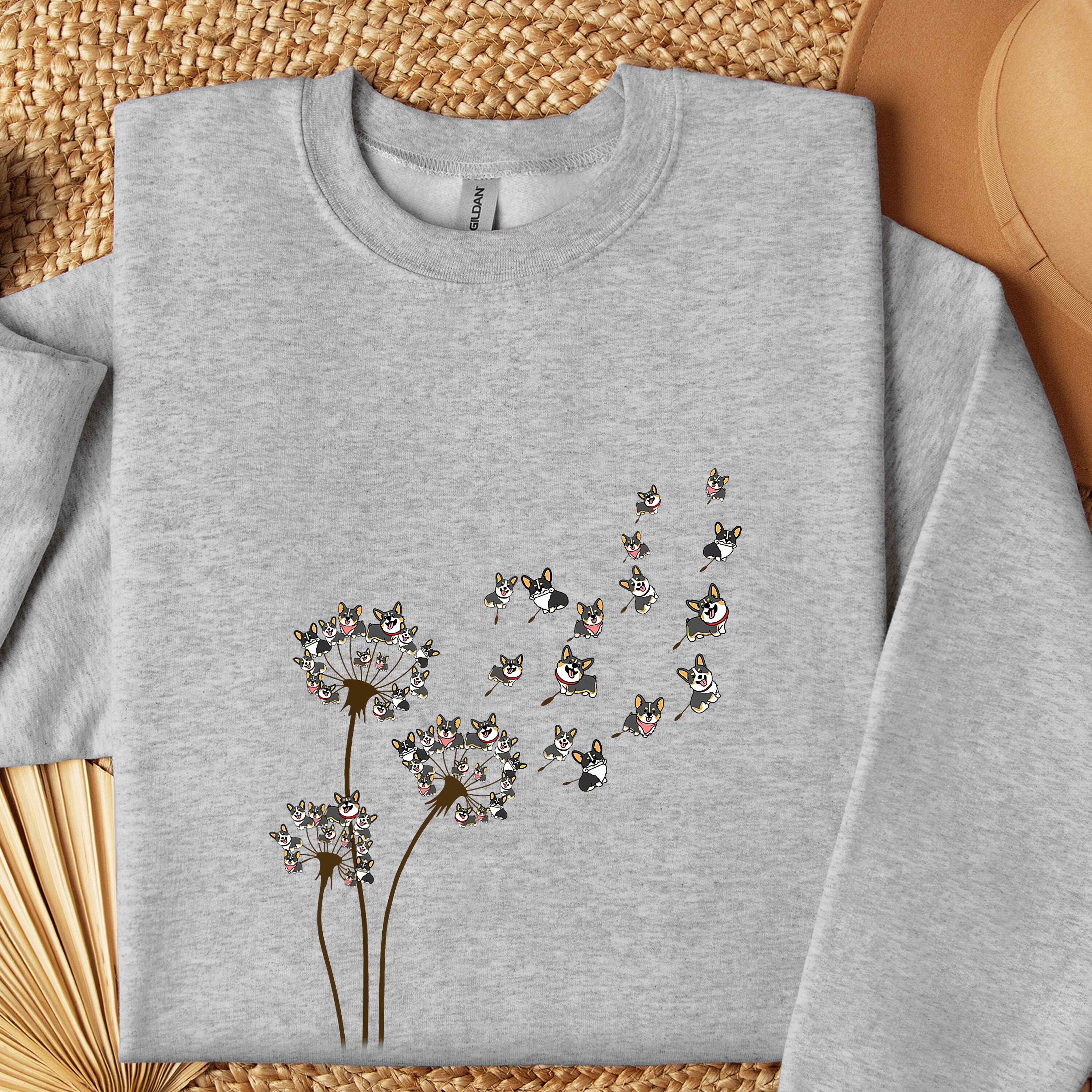 Dandelion Corgi Flower Sweater, Cute Dog Lovers Gift Sweater, Gift for ...