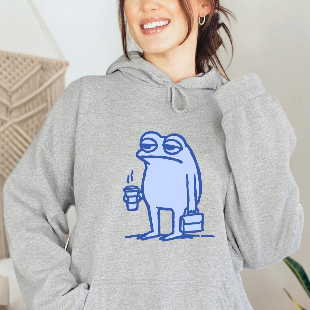 Funny Frog Hoodie, Monday Motivation Hoodİe, Funny Meme Hoodie, Coffee ...