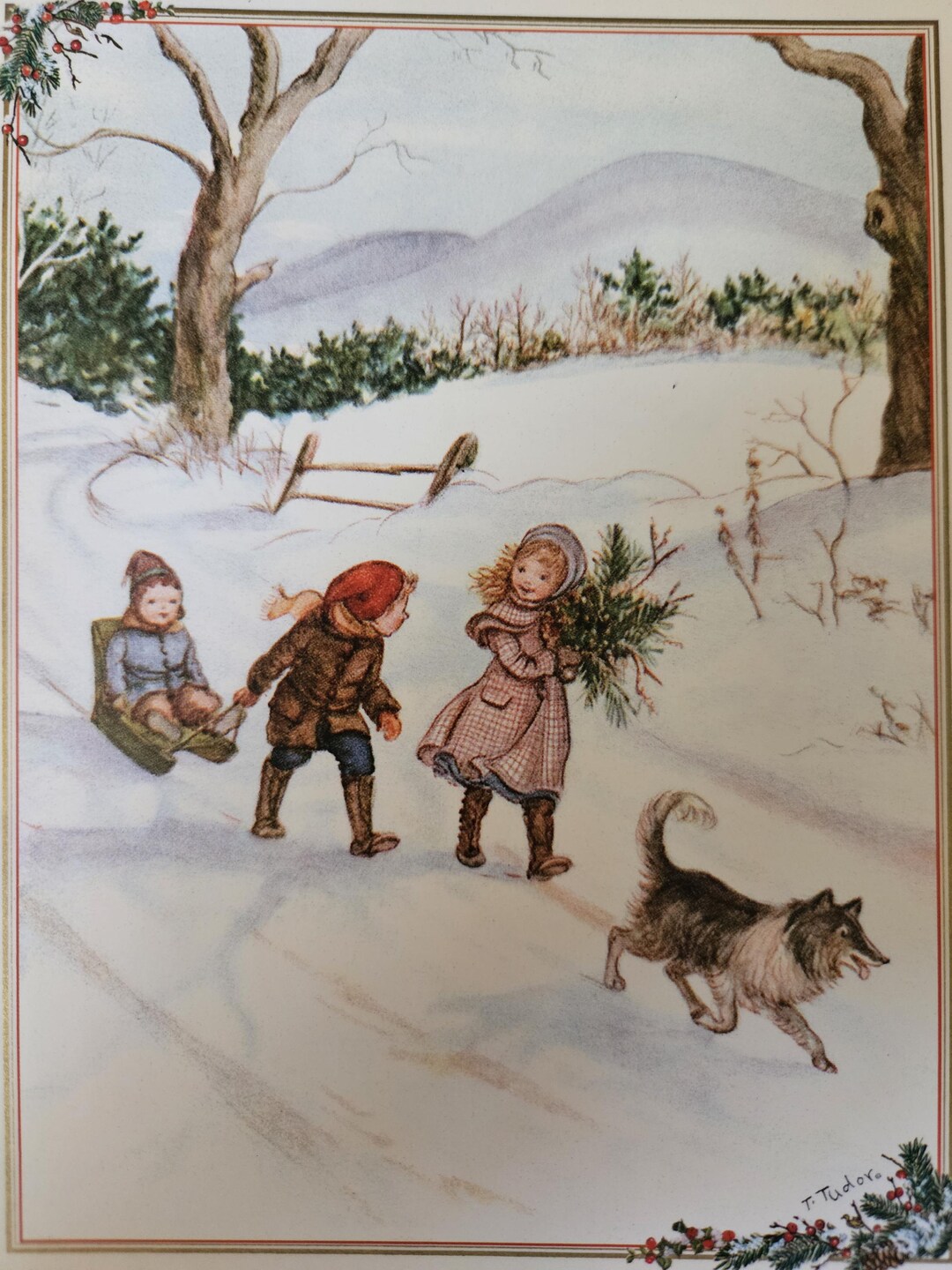 Adorable Vintage Tasha Tudor Card (sleigh Ride) W/envelope. - Etsy