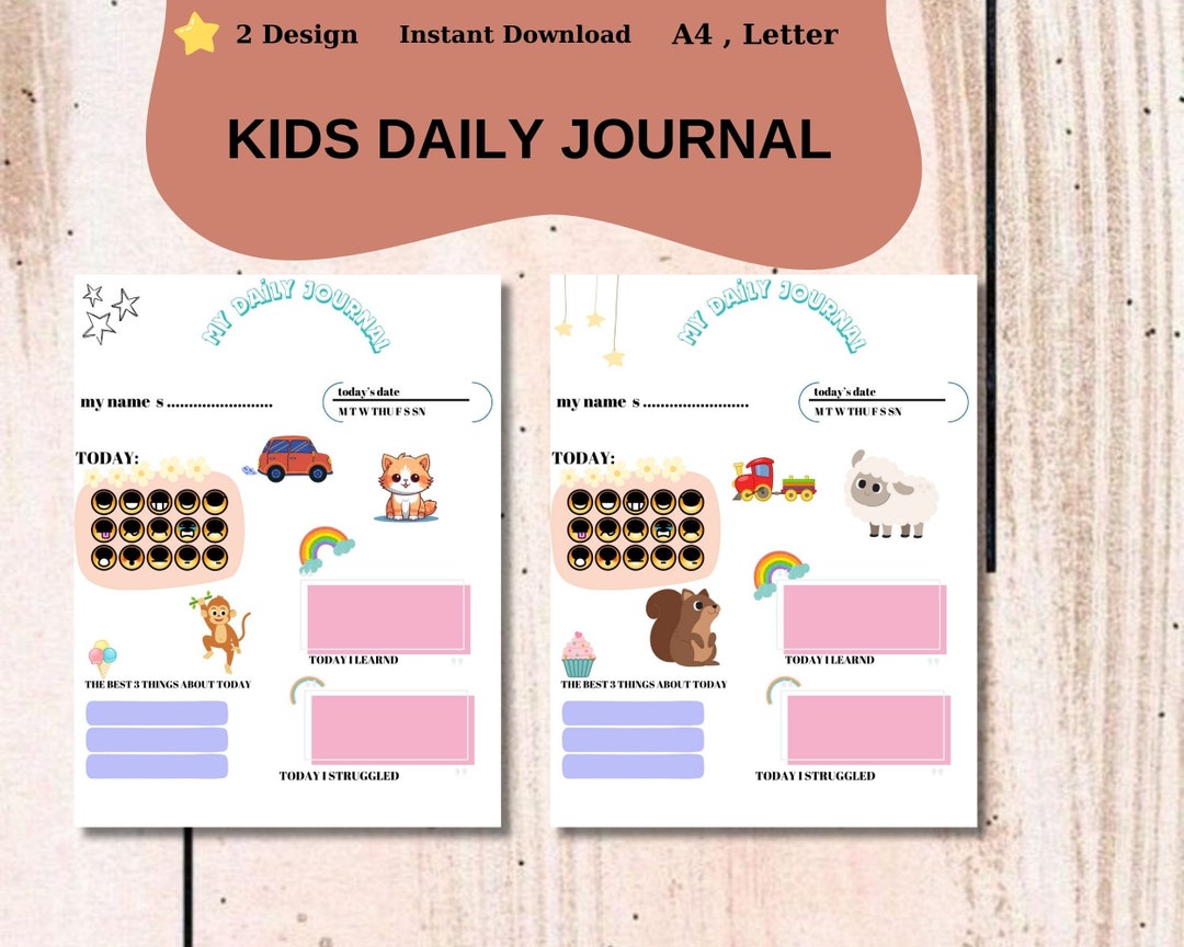 Kids Daily Journal Printable / Journal for Kids / Diary for Children ...