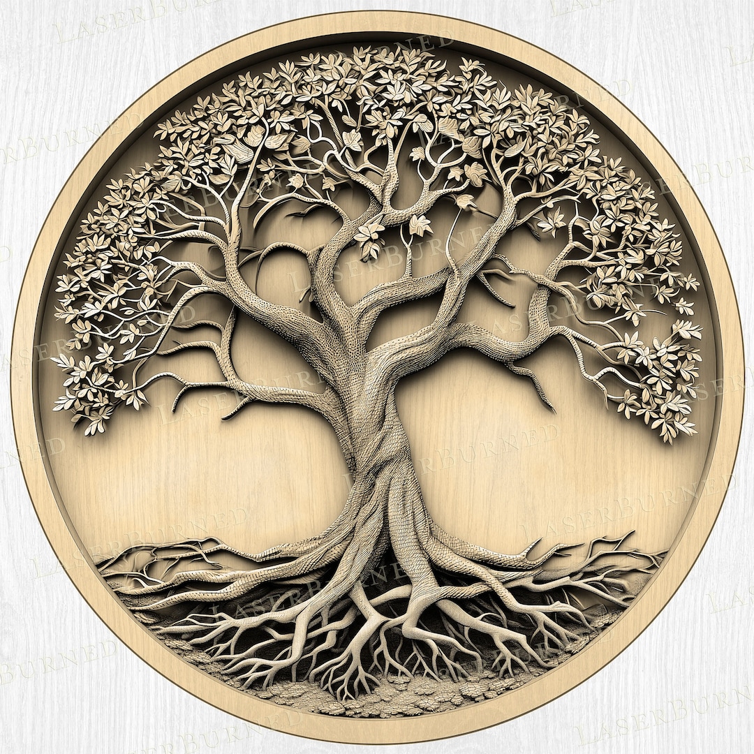 Laser Engrave PNG of Tree With Roots | 3D Illusion Burn | Digital Files ...