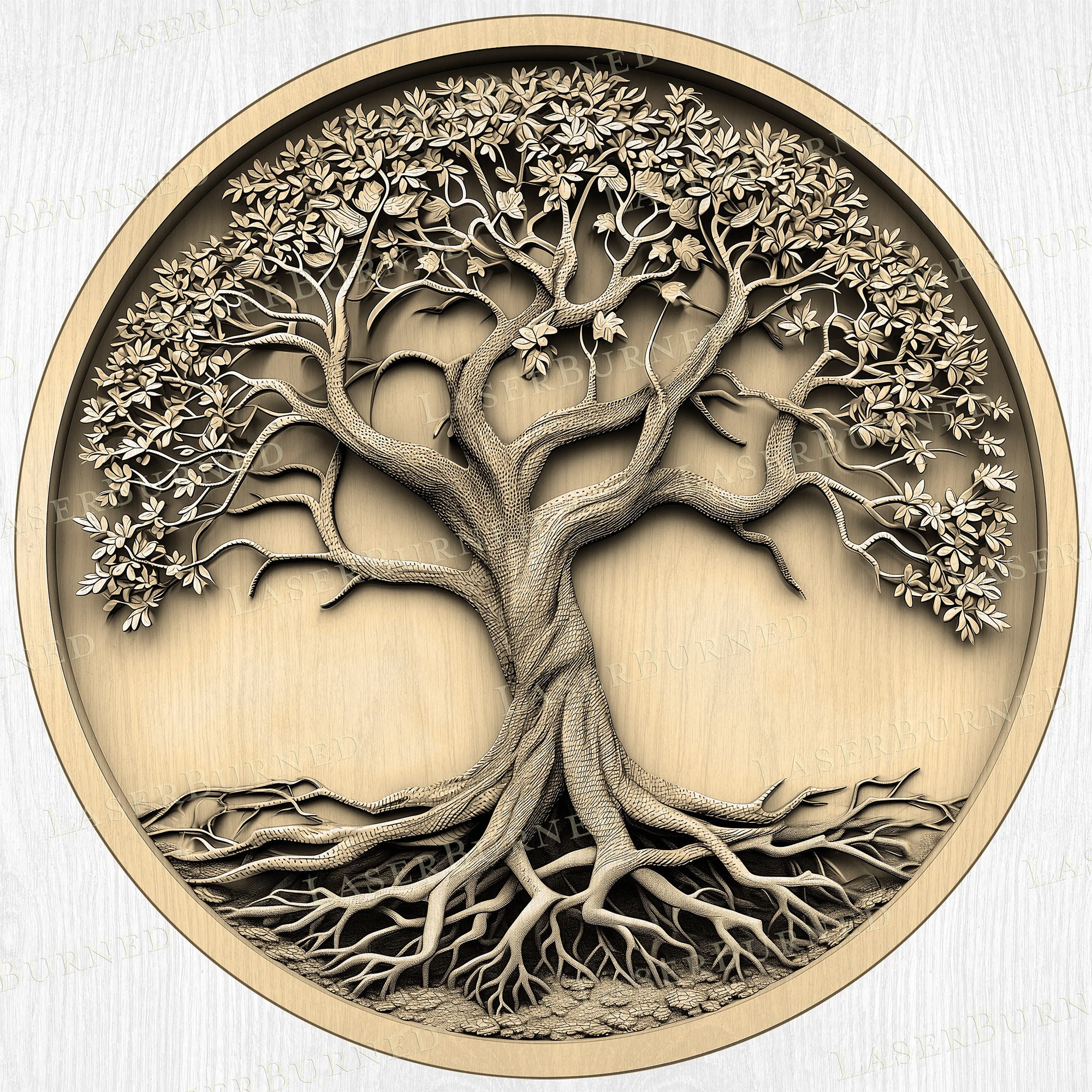 Laser Engrave PNG of Tree With Roots | 3D Illusion Burn | Digital Files ...