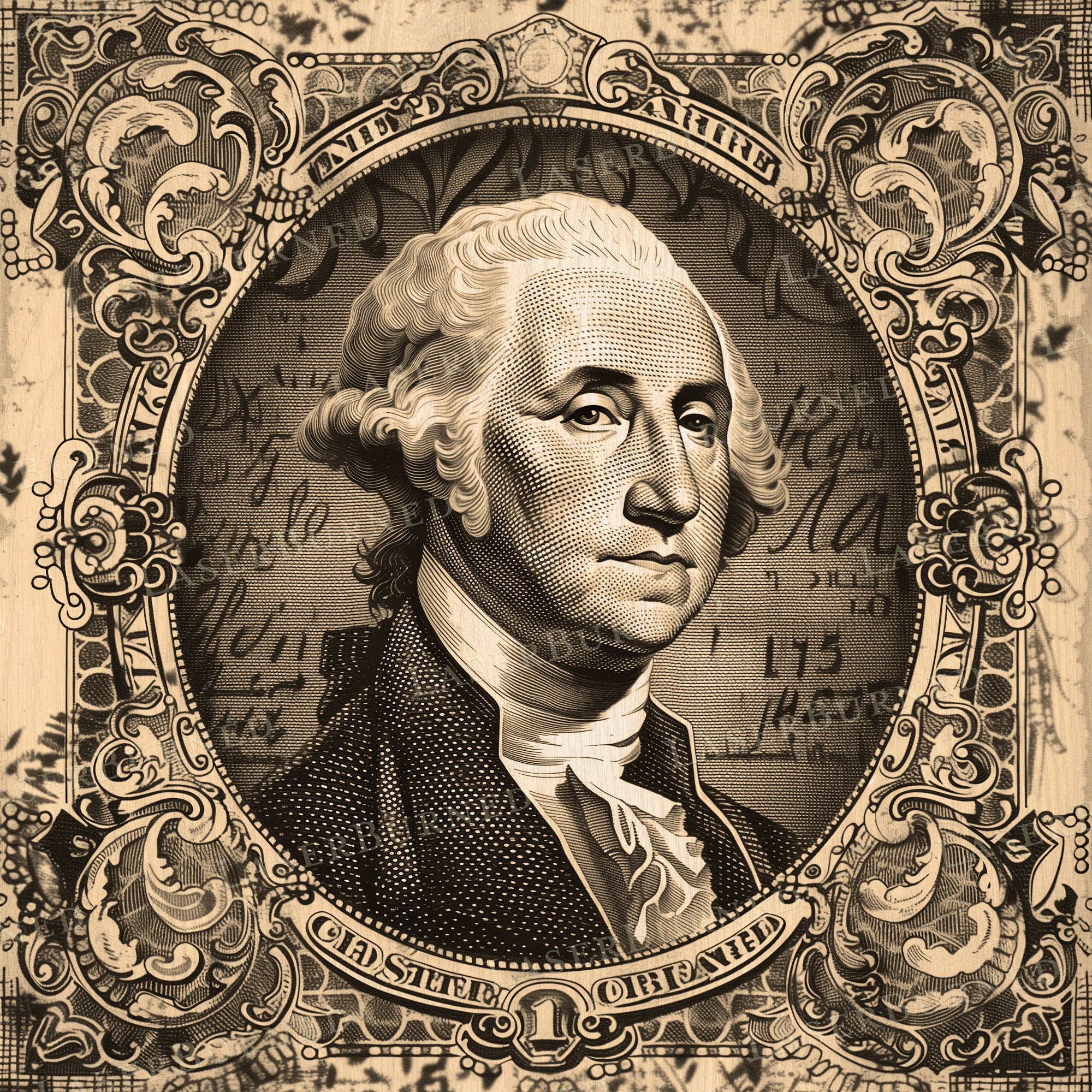 Laser Engrave PNG of George Washington, First American President | 3D ...