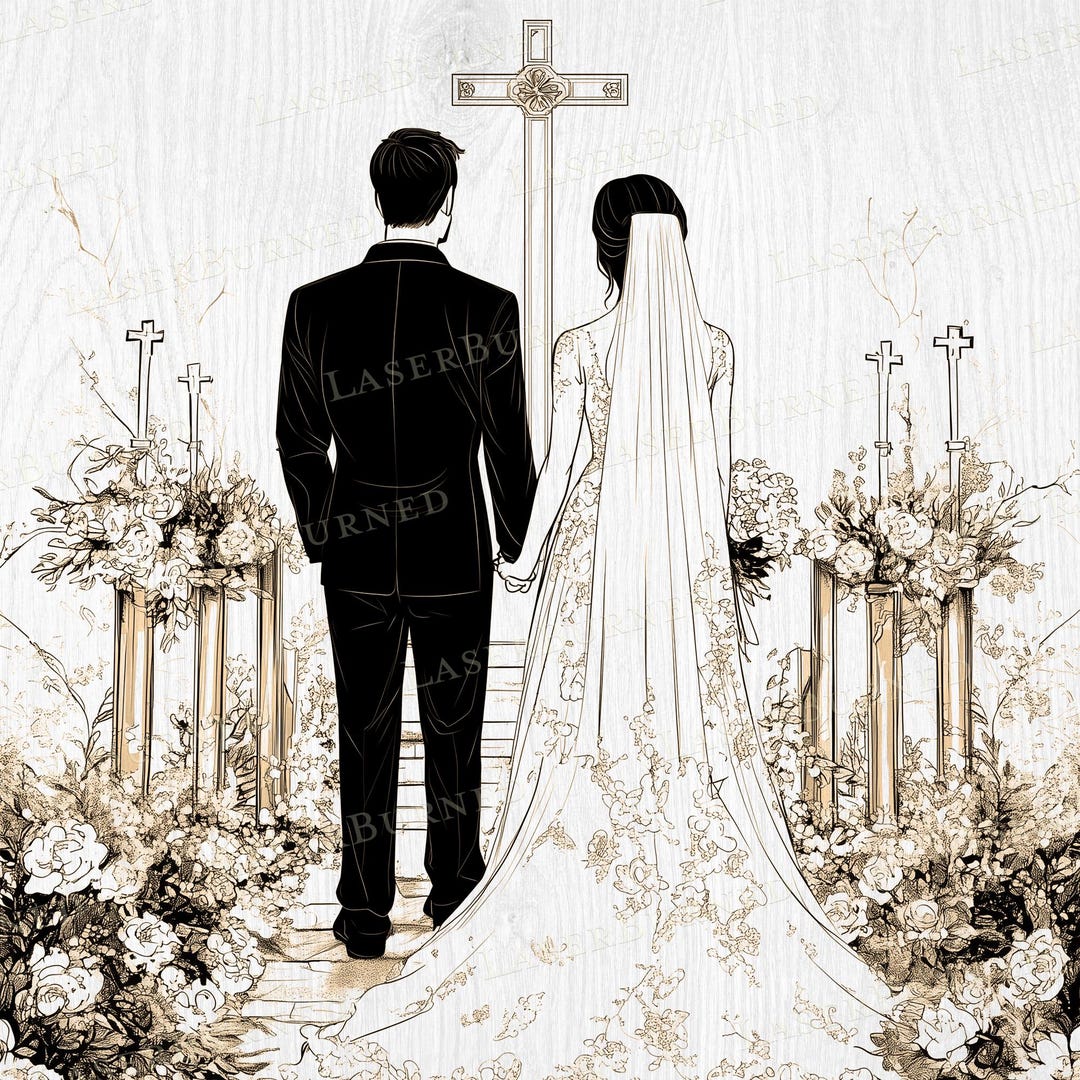 Laser Engrave PNG of a Couple Getting Married | 3D Illusion Burn ...