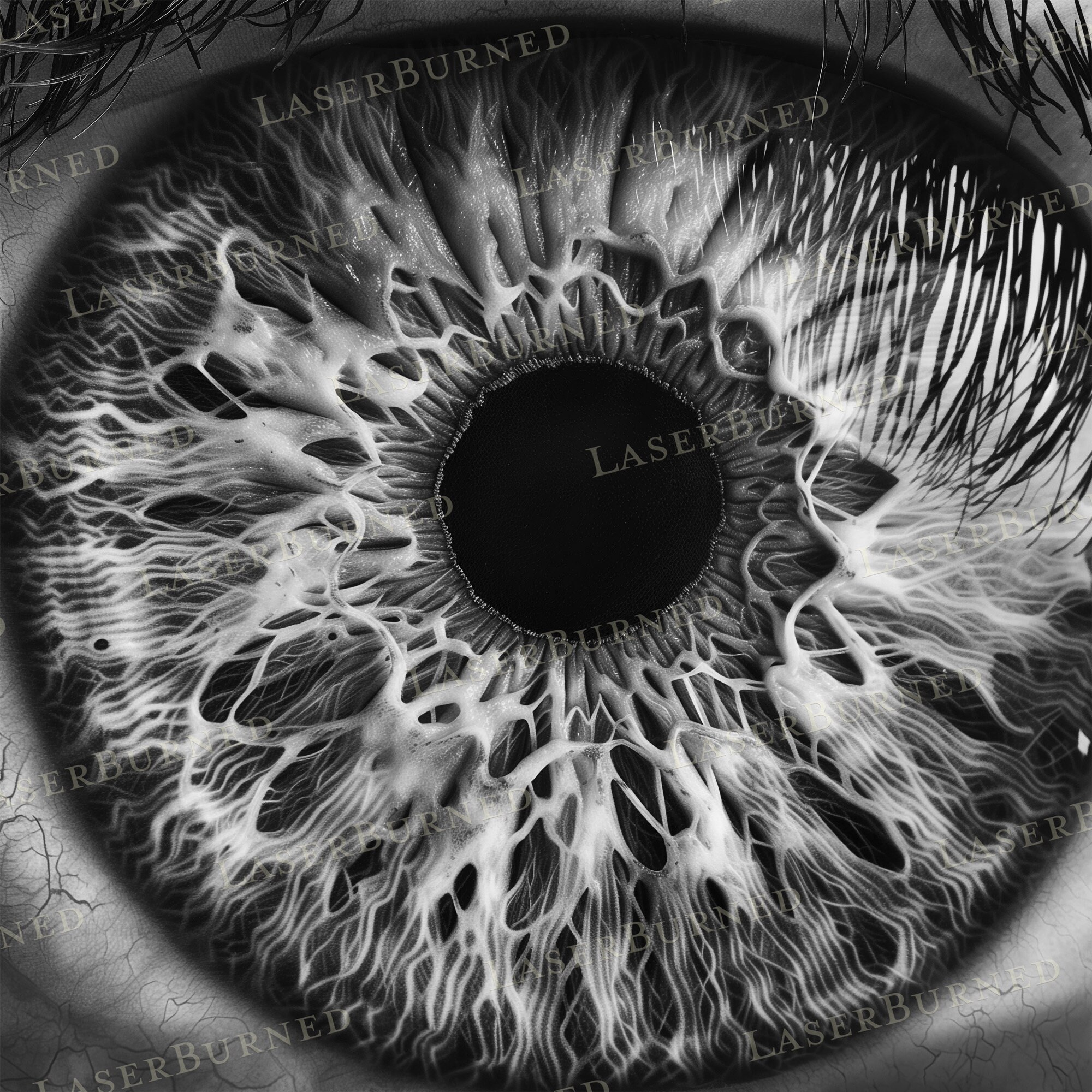 Laser Engrave PNG of a Detailed Eyeball and Iris | 3D Illusion Burn ...