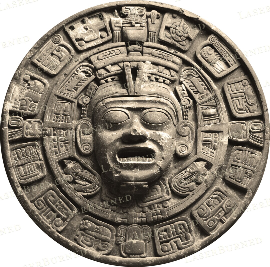 Laser Engrave PNG of an Aztec Calendar | 3D Illusion Burn | Digital ...