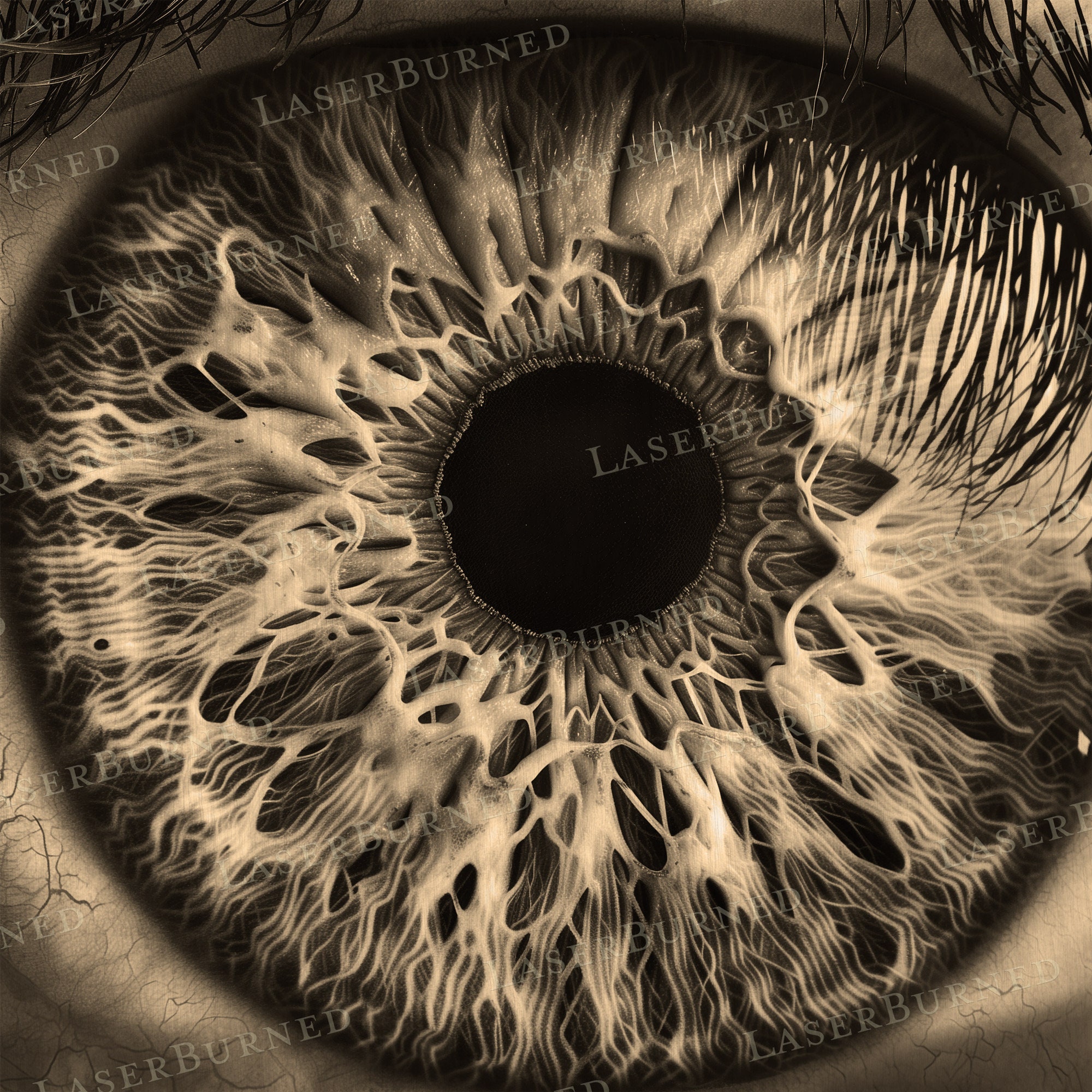 Laser Engrave PNG of a Detailed Eyeball and Iris | 3D Illusion Burn ...